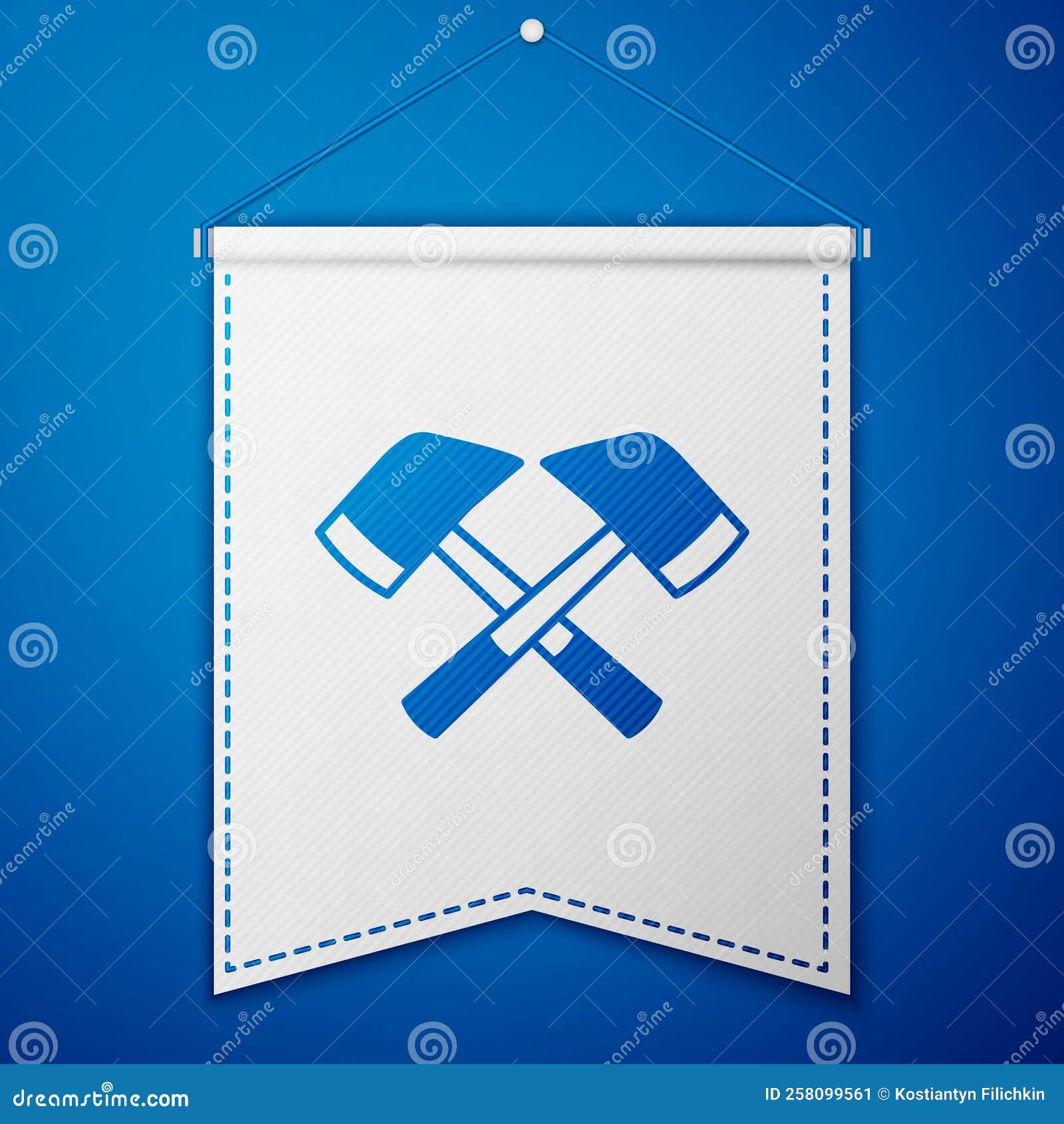Blue Firefighter Axe Icon Isolated on Blue Background. Fire Axe. White ...