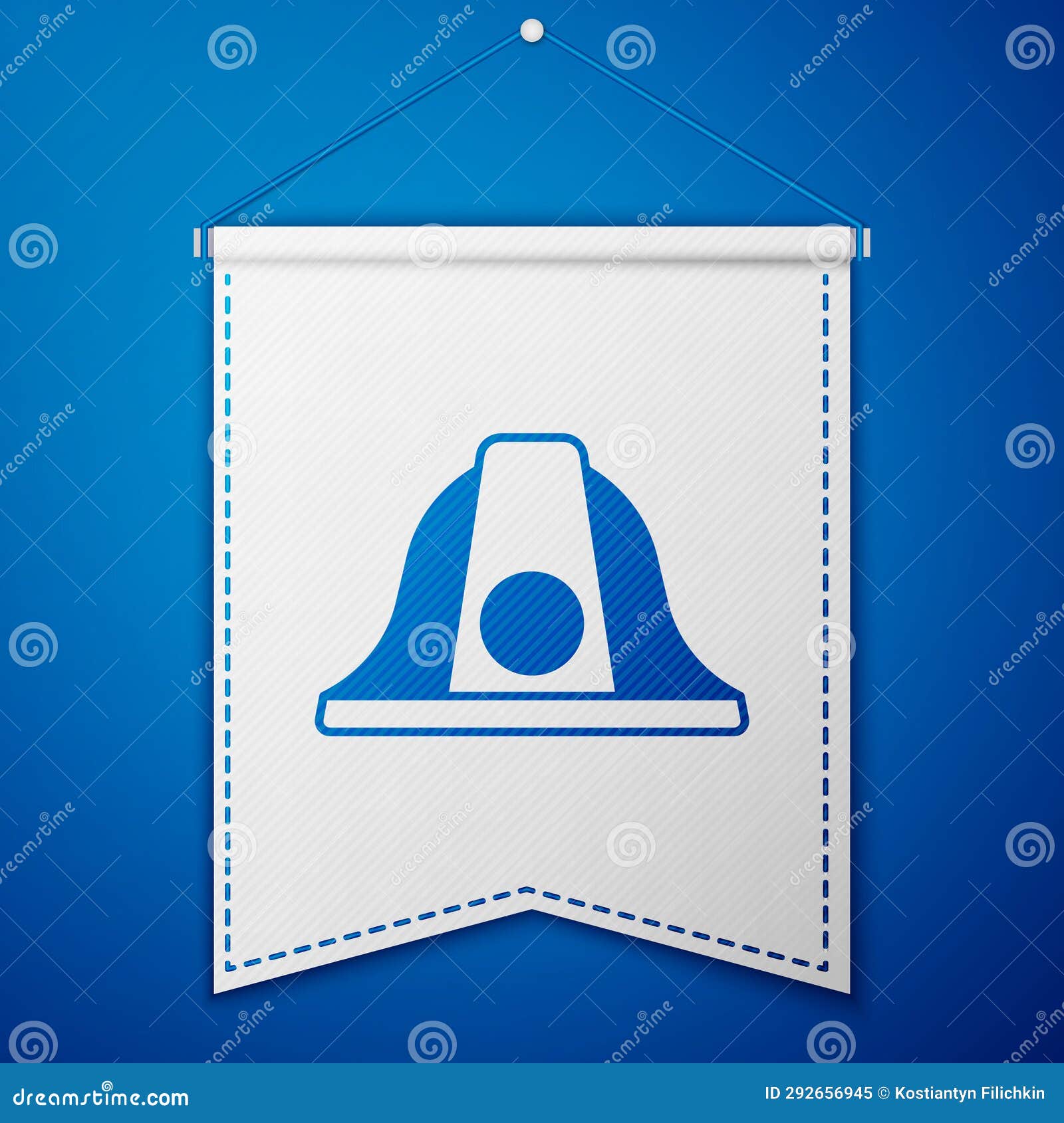 Blue Firefighter Helmet or Fireman Hat Icon Isolated on Blue Background ...