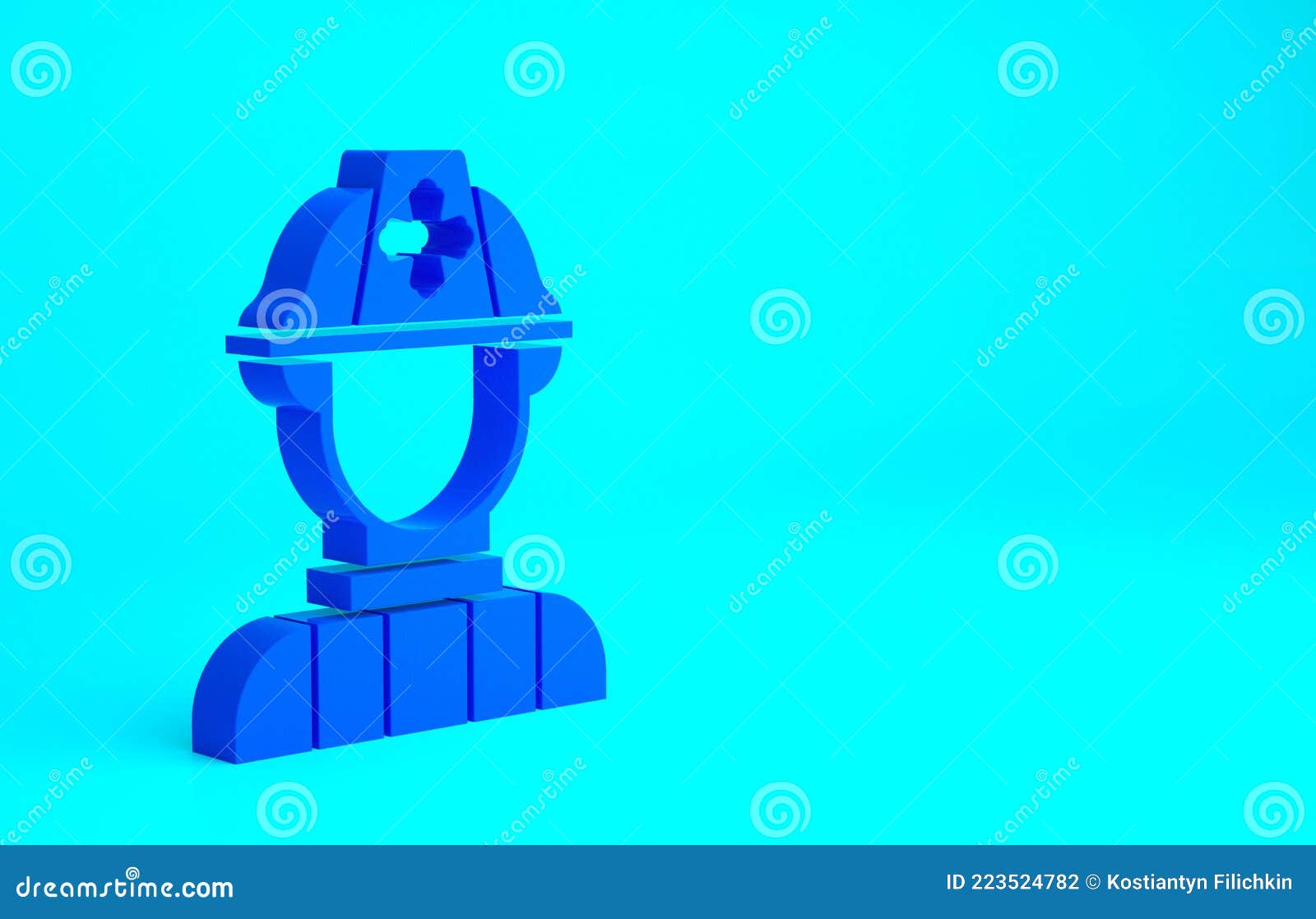 Blue Firefighter Icon Isolated on Blue Background. Minimalism Concept ...
