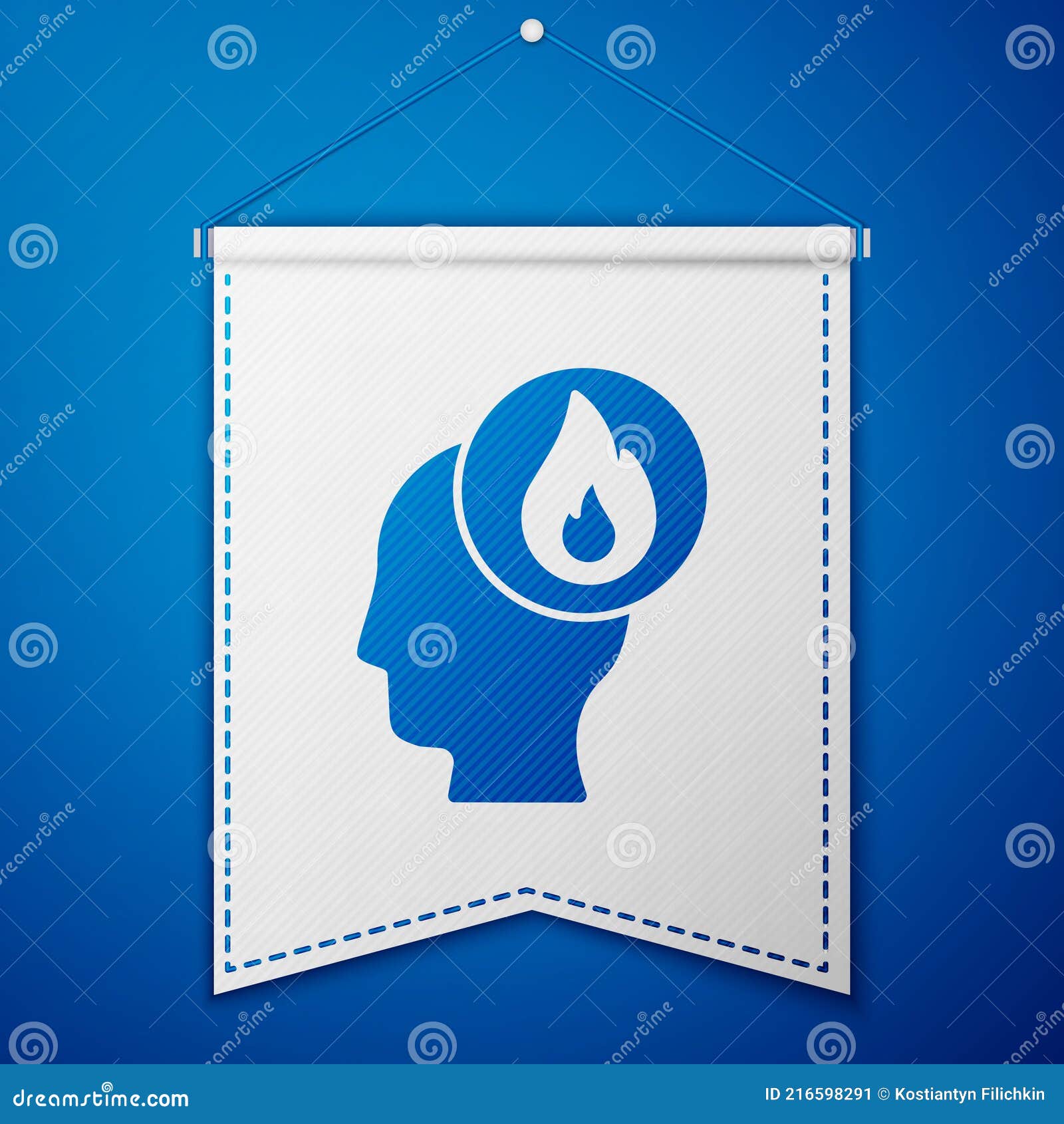 Blue Firefighter Icon Isolated on Blue Background. White Pennant ...