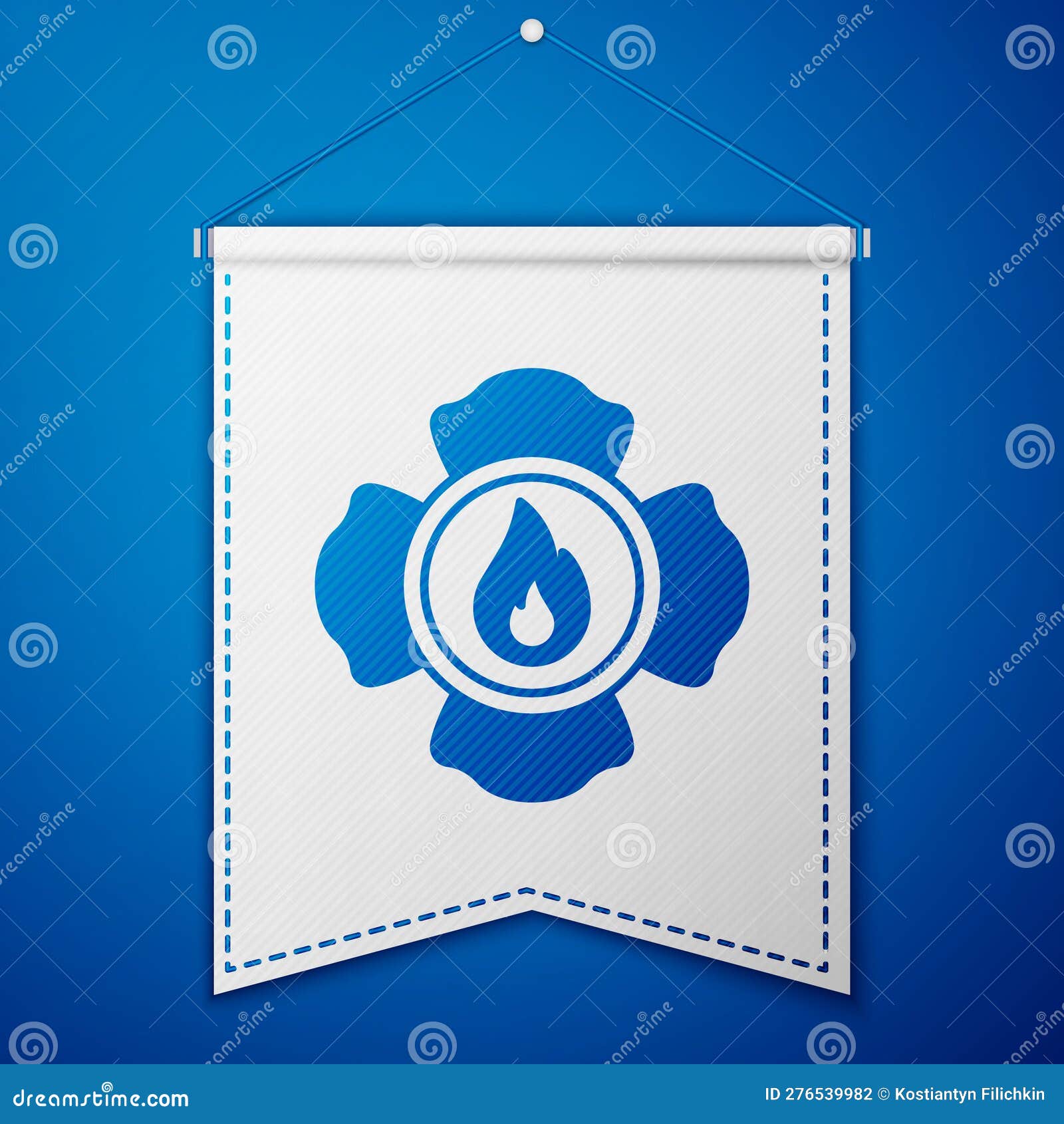 Blue Firefighter Icon Isolated on Blue Background. White Pennant ...