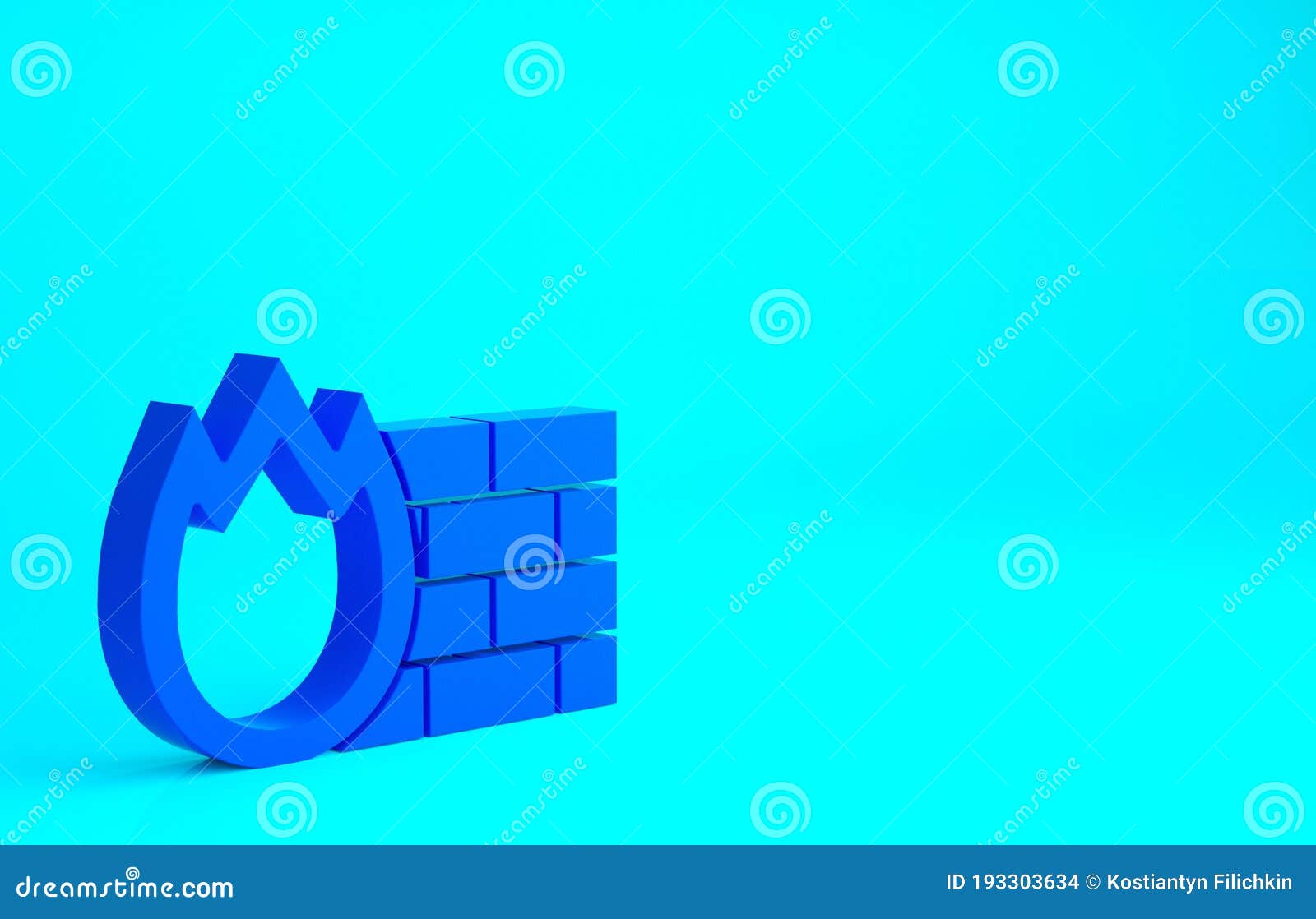 Blue Firewall, Security Wall Icon Isolated on Blue Background ...