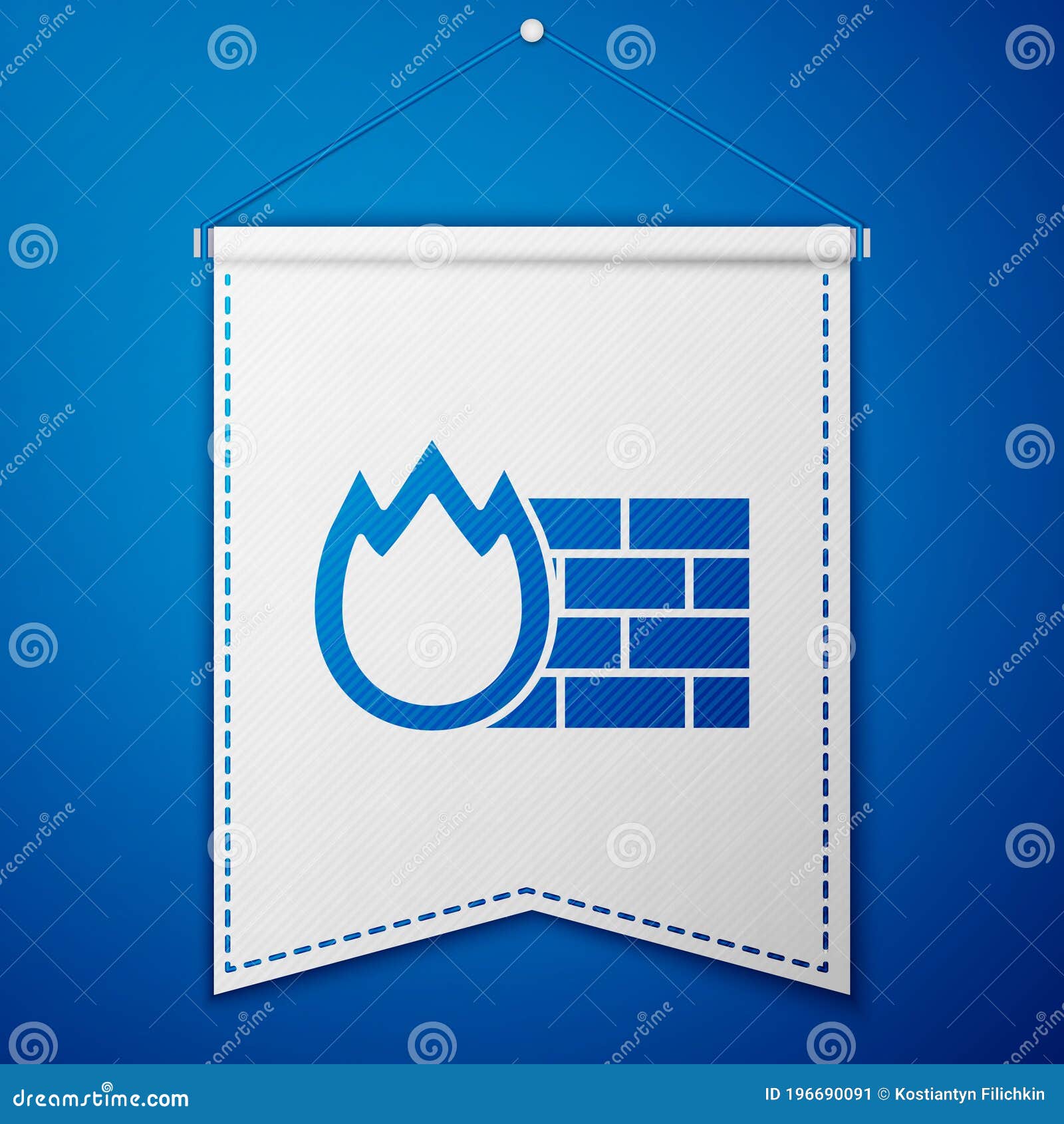 Blue Firewall, Security Wall Icon Isolated on Blue Background. White ...