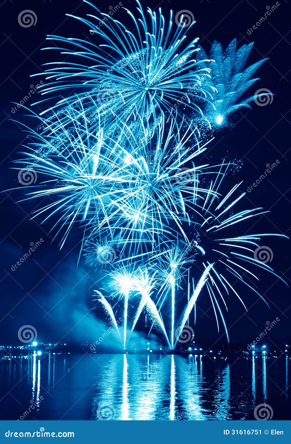 Blue Firework in a Night Sky Stock Image - Image of flashes, blue: 31616751