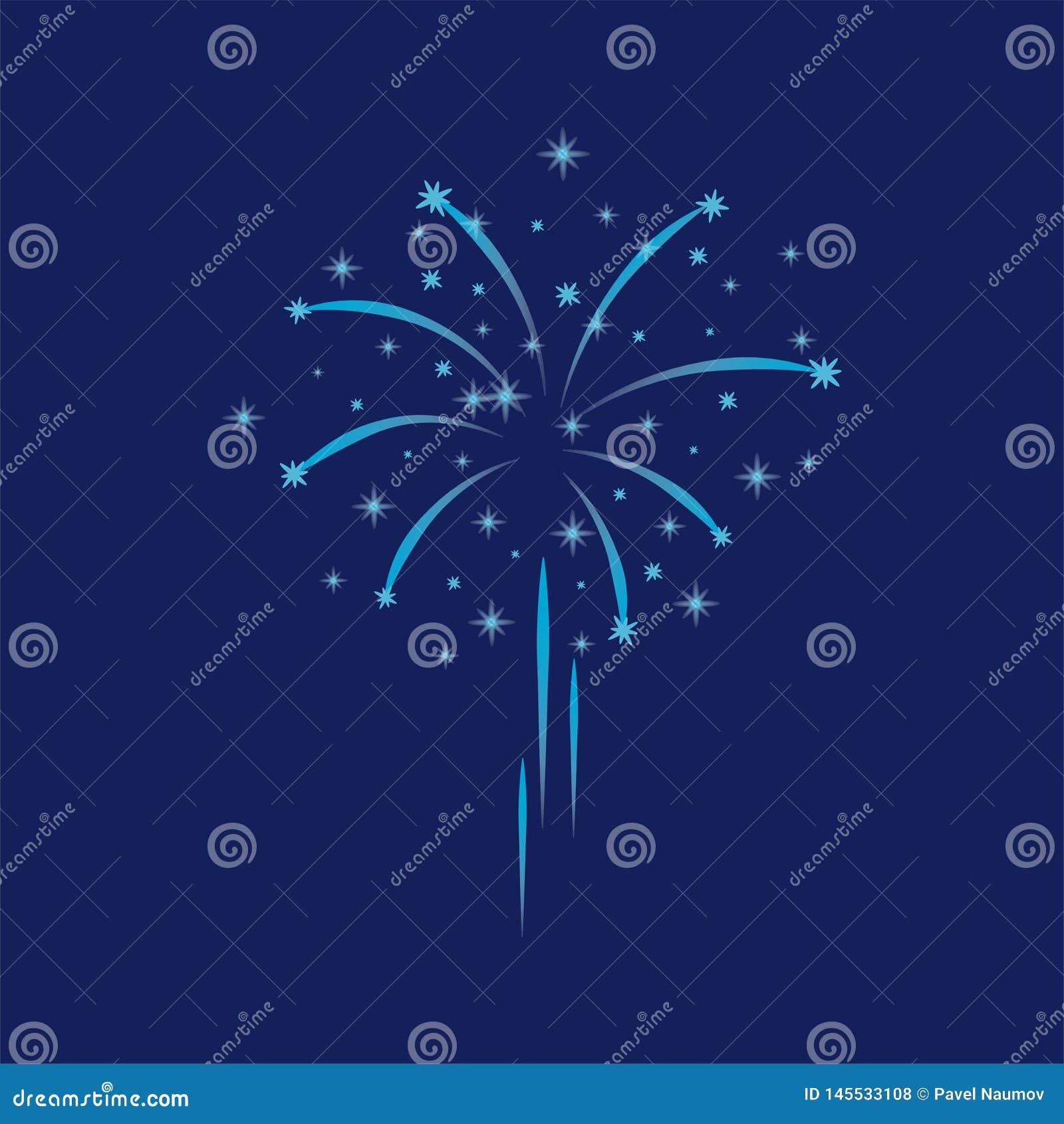 Blue Firework on a Dark Background. Vector Illustration. Stock Vector ...
