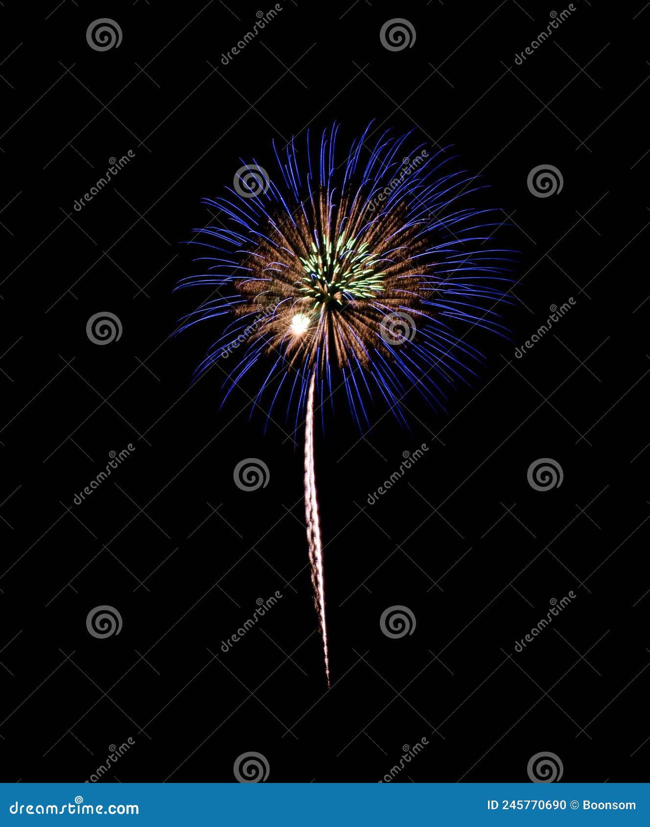 Blue Fireworks Isolated on Black Background Stock Photo - Image of ...