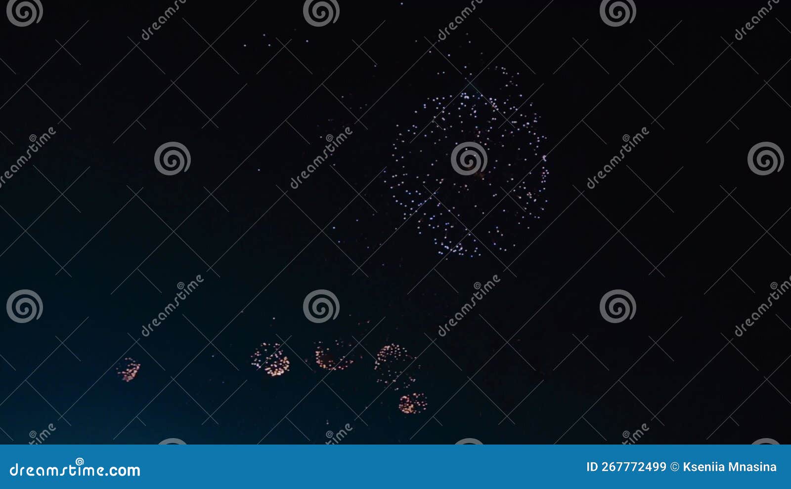 Blue Fireworks are Visible from Above, Which Explode with Large Blue ...
