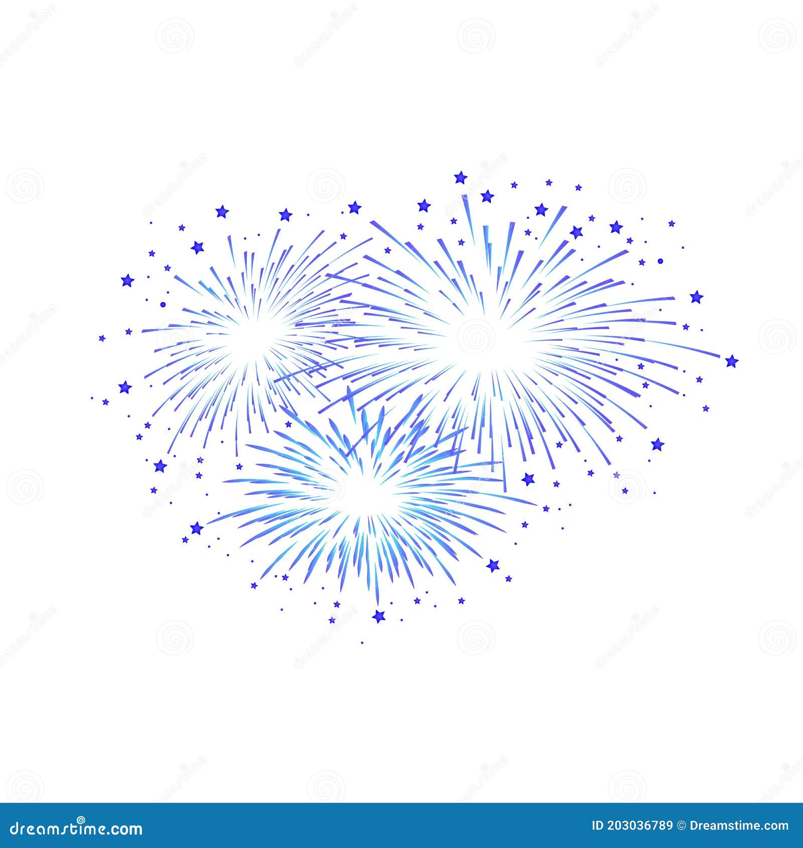 Blue Fireworks on White Background Vector Illustration Stock Vector ...