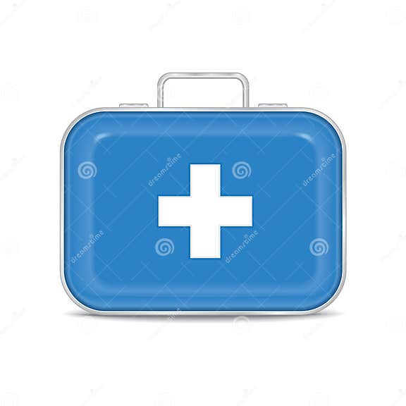 Blue first aid kit case stock vector. Illustration of doctor - 154467136
