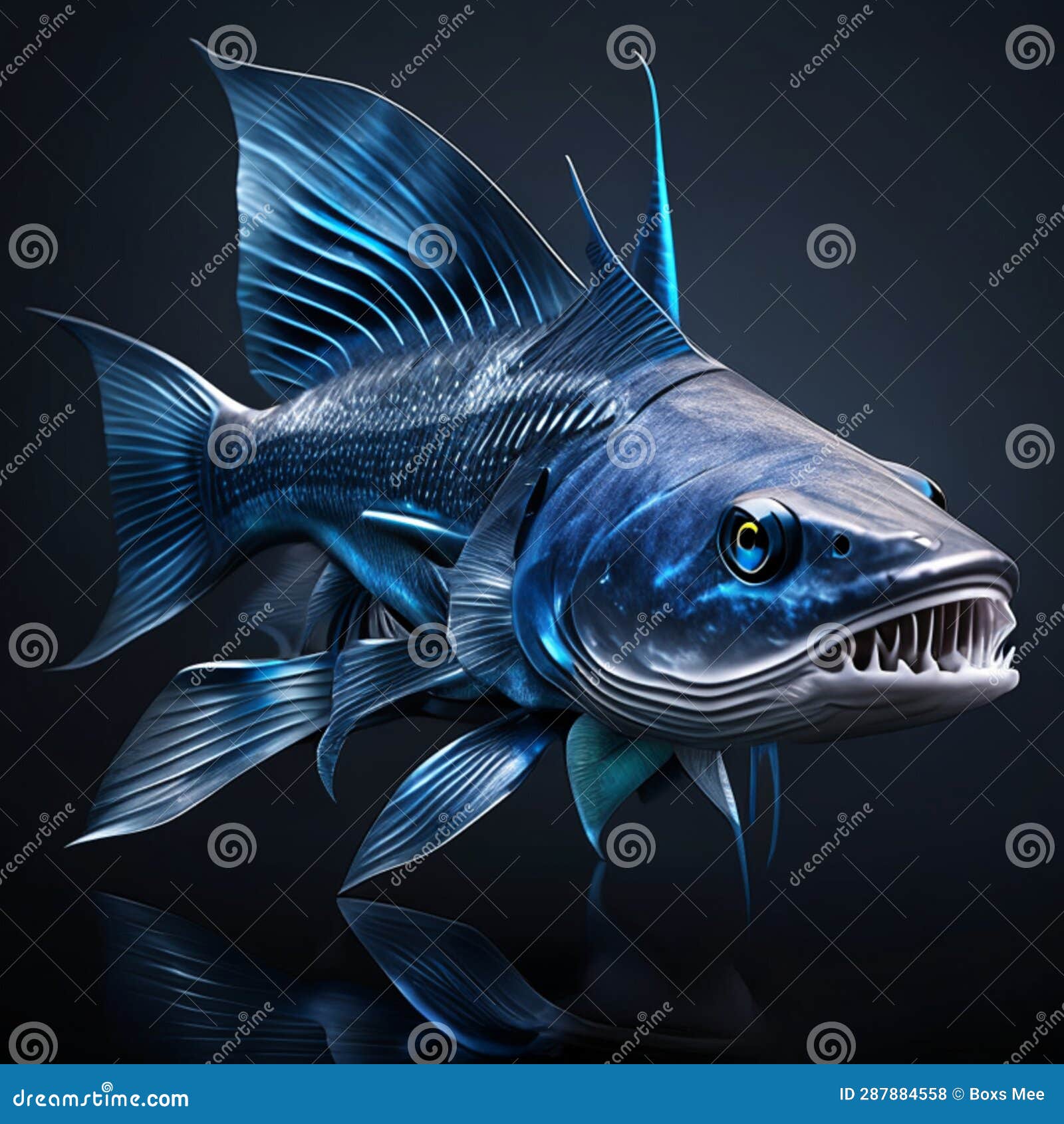 Blue Fish on a Black Background. 3d Rendering, 3d Illustration Stock ...