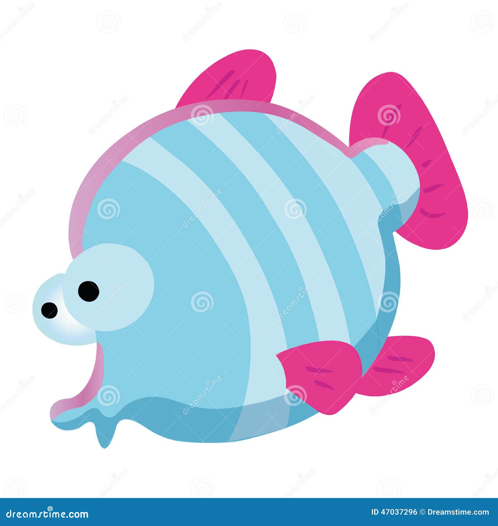 Blue fish cartoon cute stock illustration. Illustration of adorable ...