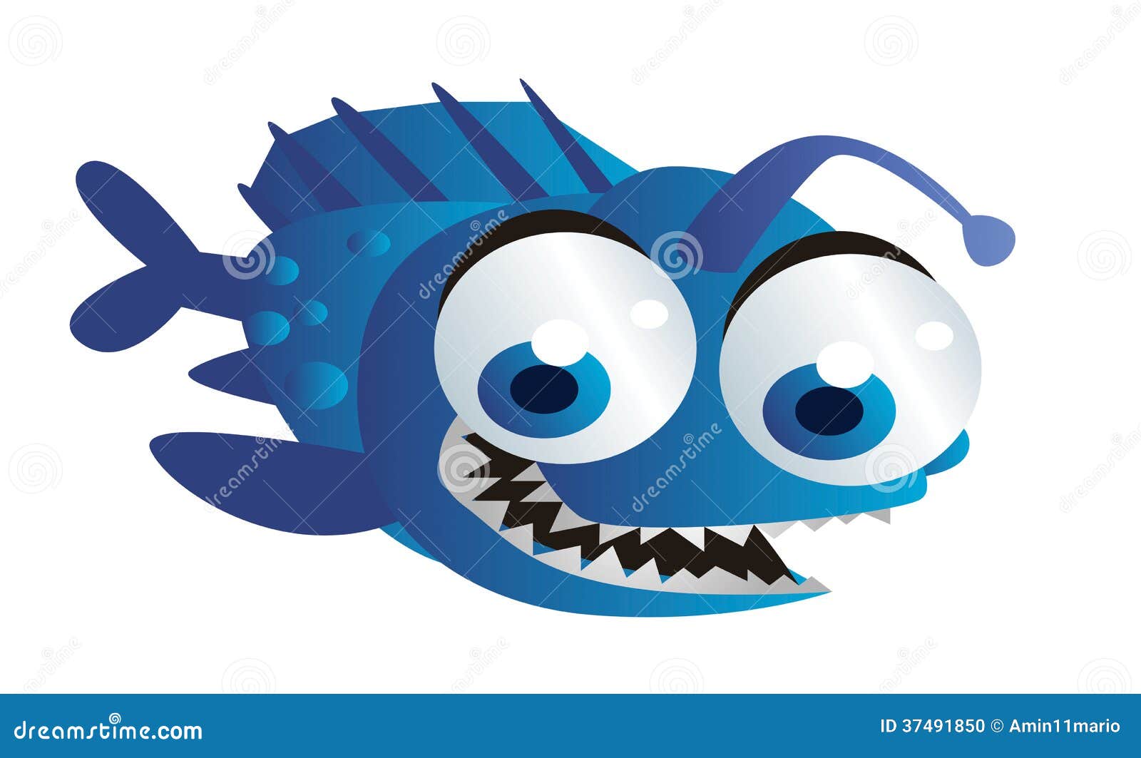 Blue fish cartoon stock illustration. Illustration of humorous - 37491850