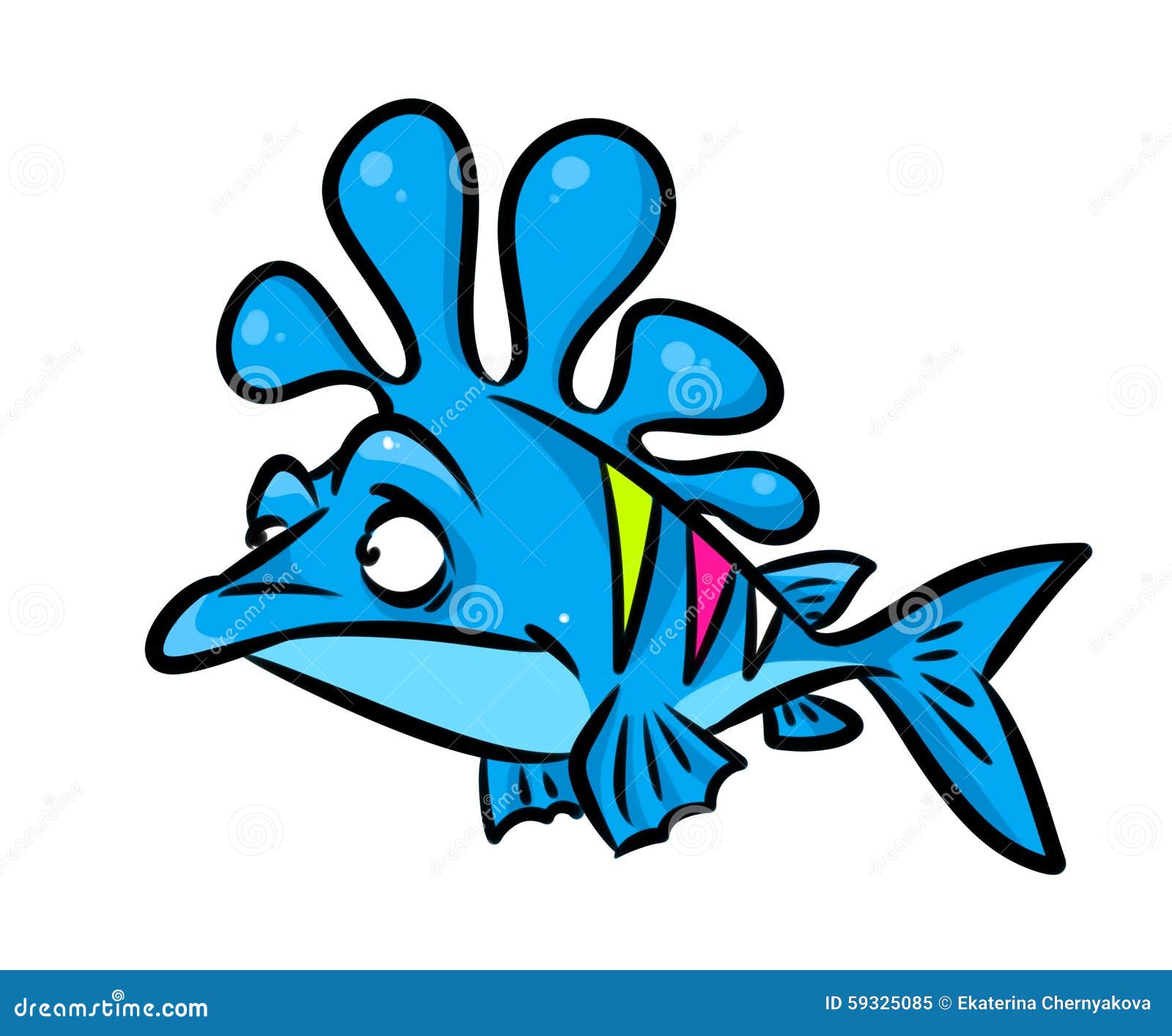 Blue Fish Cartoon Illustration Stock Illustration - Image: 59325085
