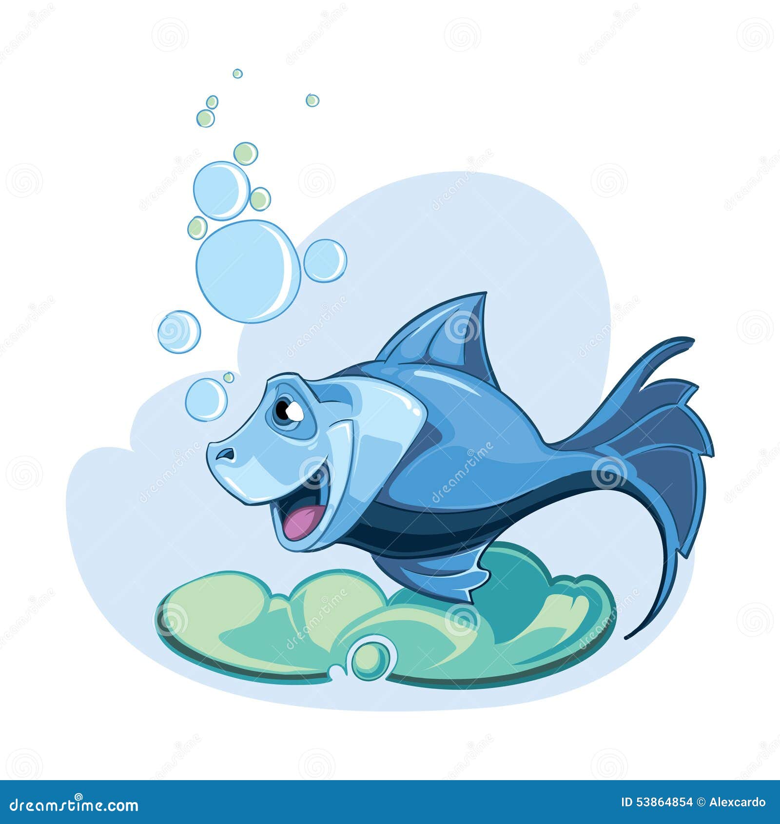Blue fish stock vector. Illustration of fish, curious - 53864854