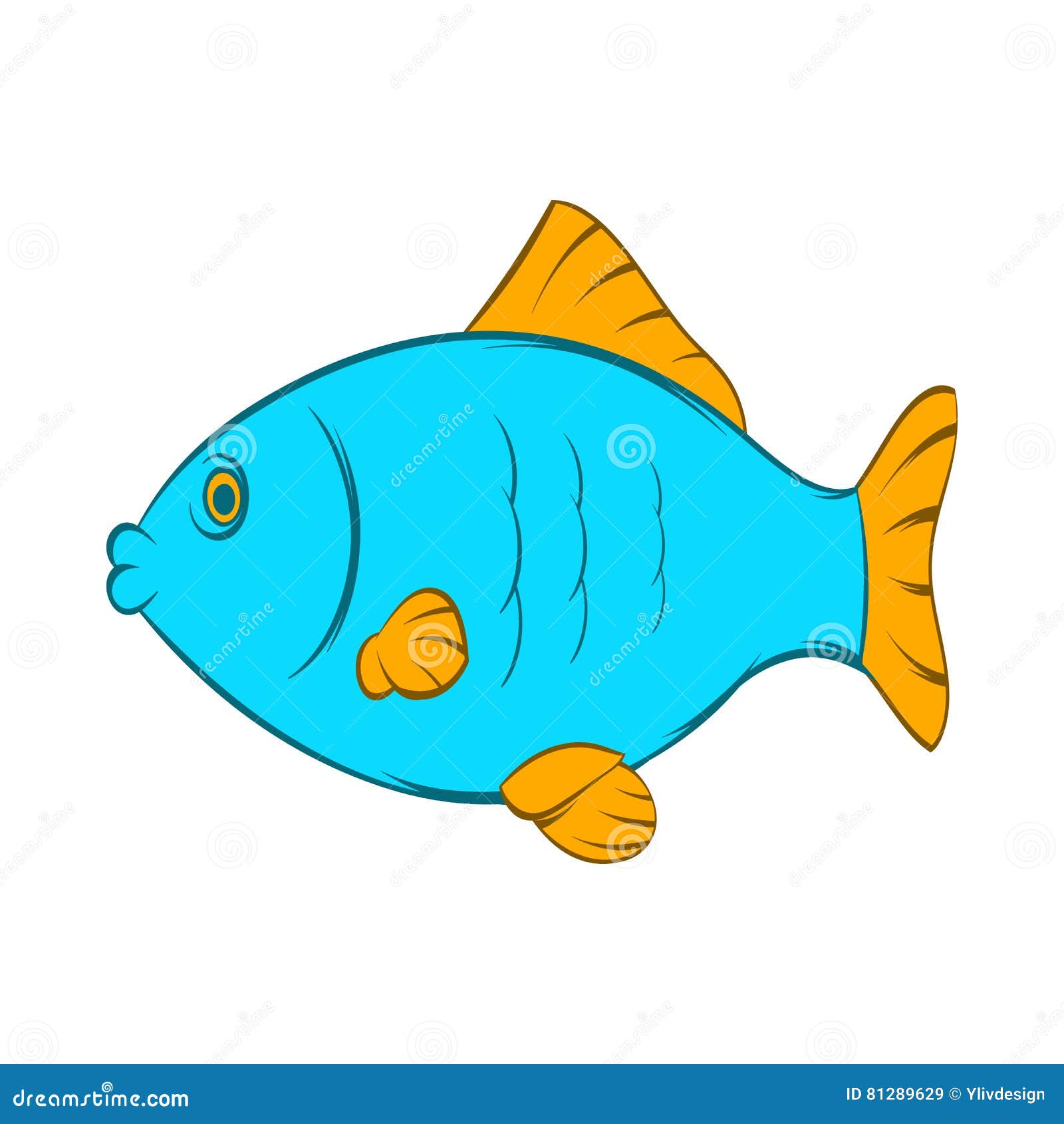 Blue Fish Icon, Cartoon Style Stock Vector - Illustration of healthy ...
