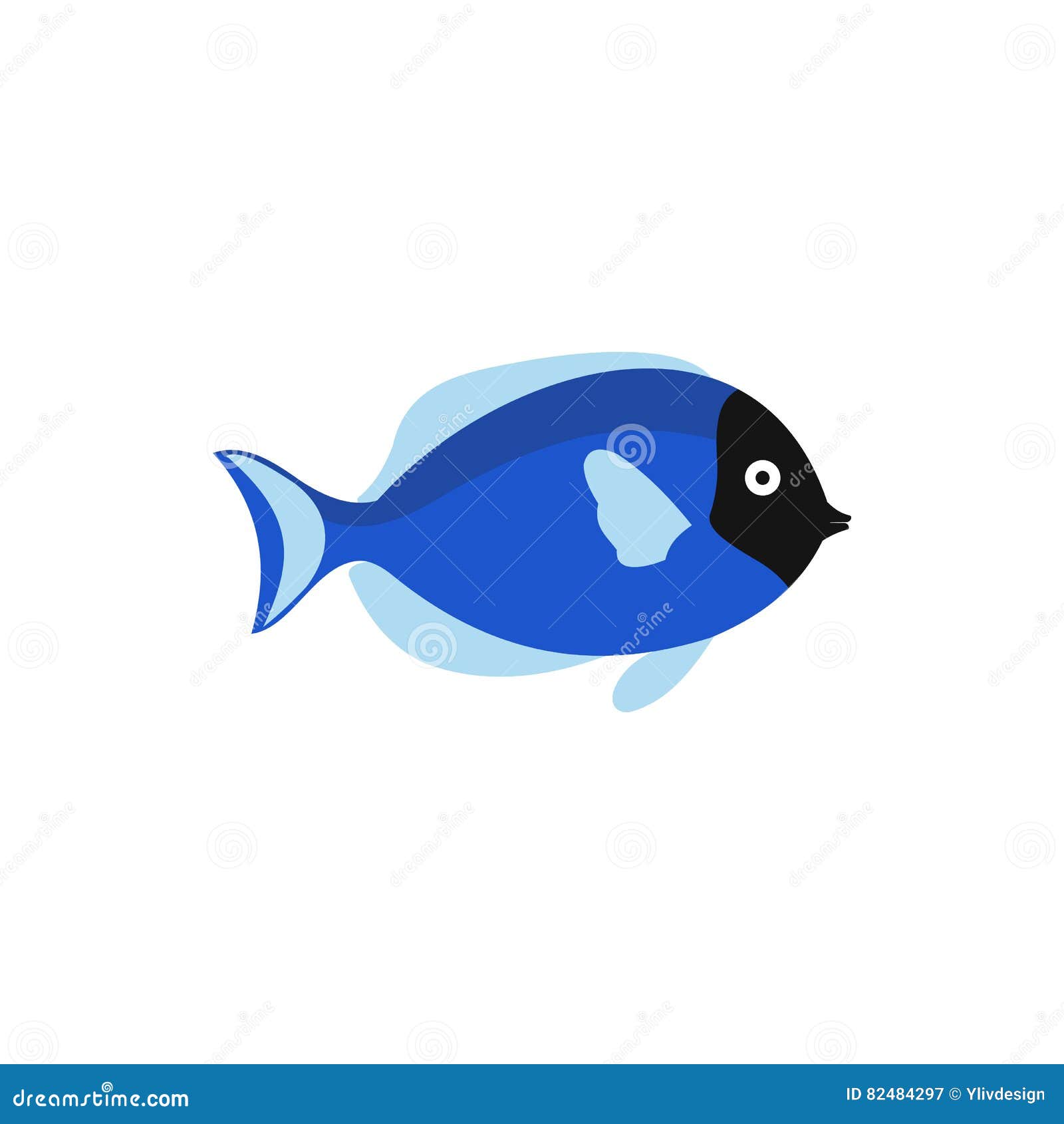 Blue Fish Icon in Flat Style Stock Vector - Illustration of fish, blue ...