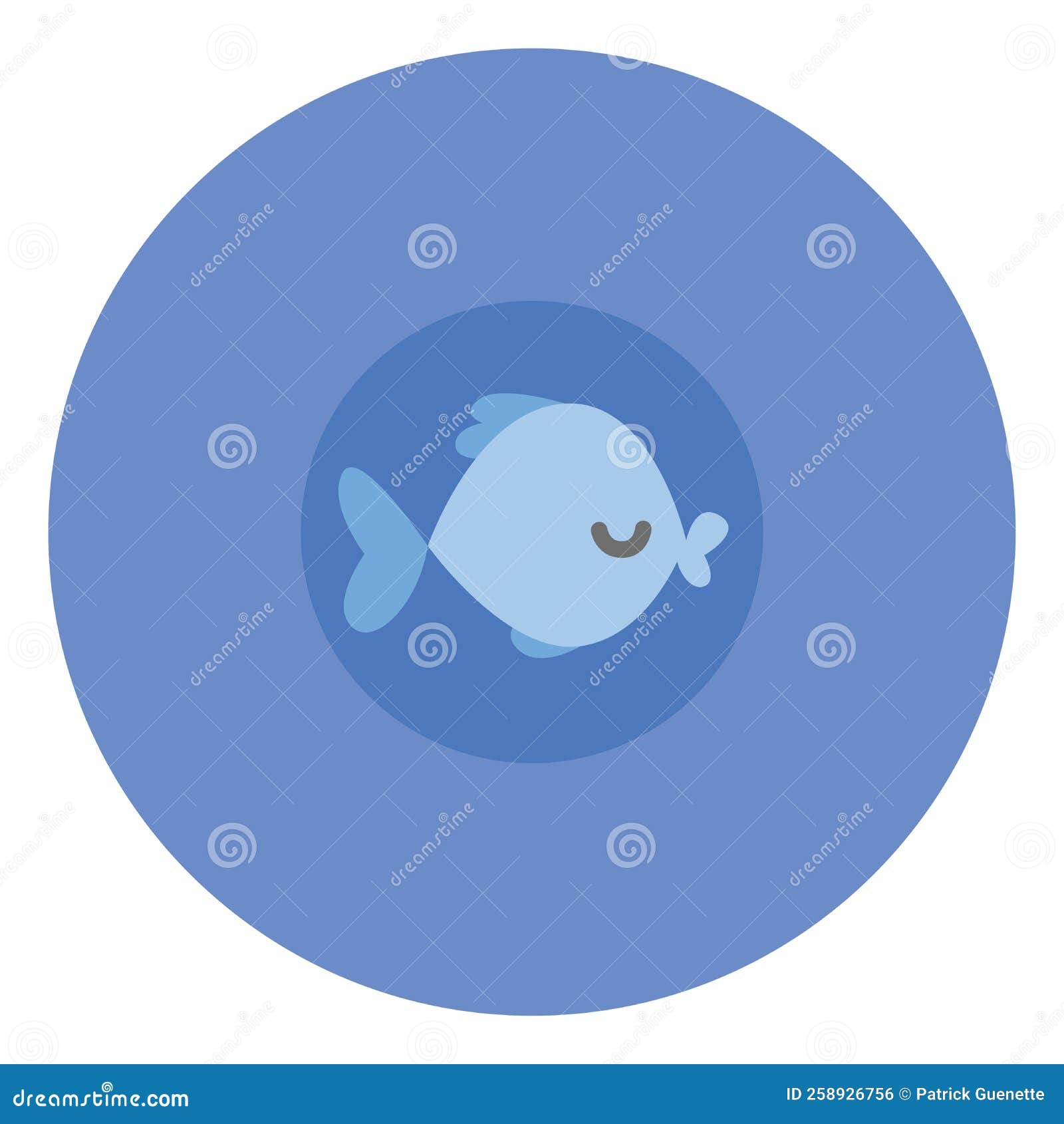 Blue fish, icon stock vector. Illustration of graphic - 258926756