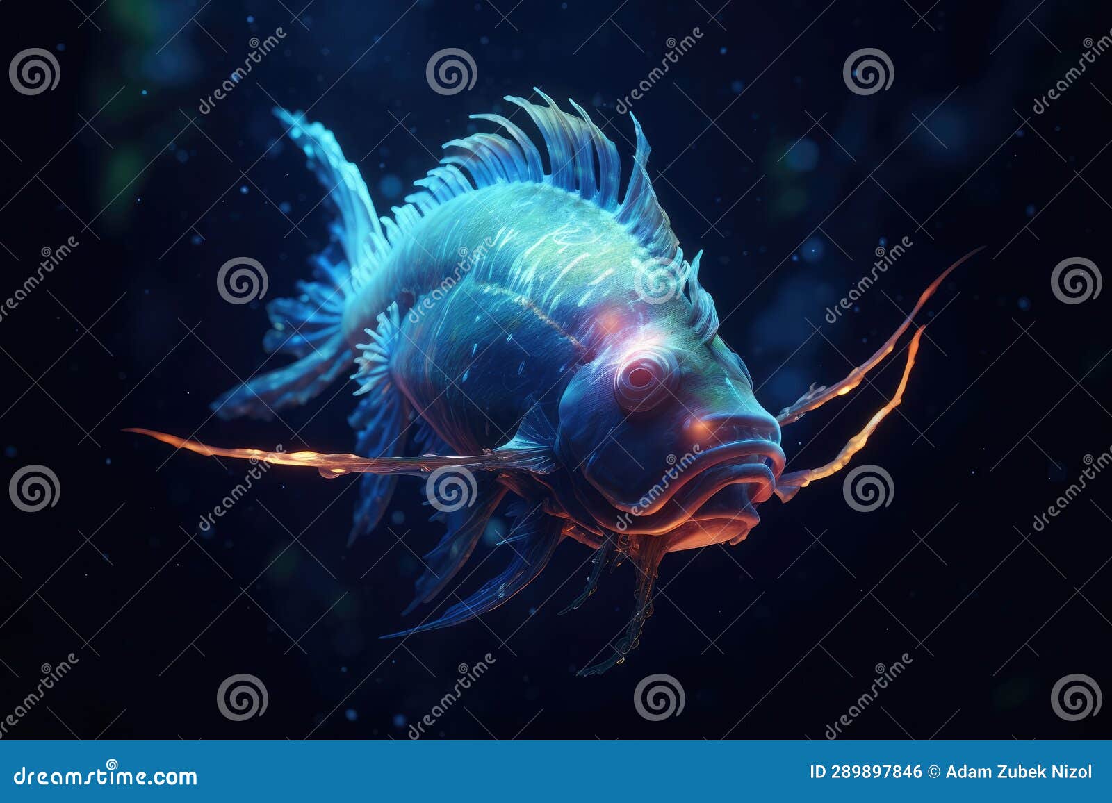 A Blue Fish with Long Thin Fins Stock Illustration - Illustration of ...