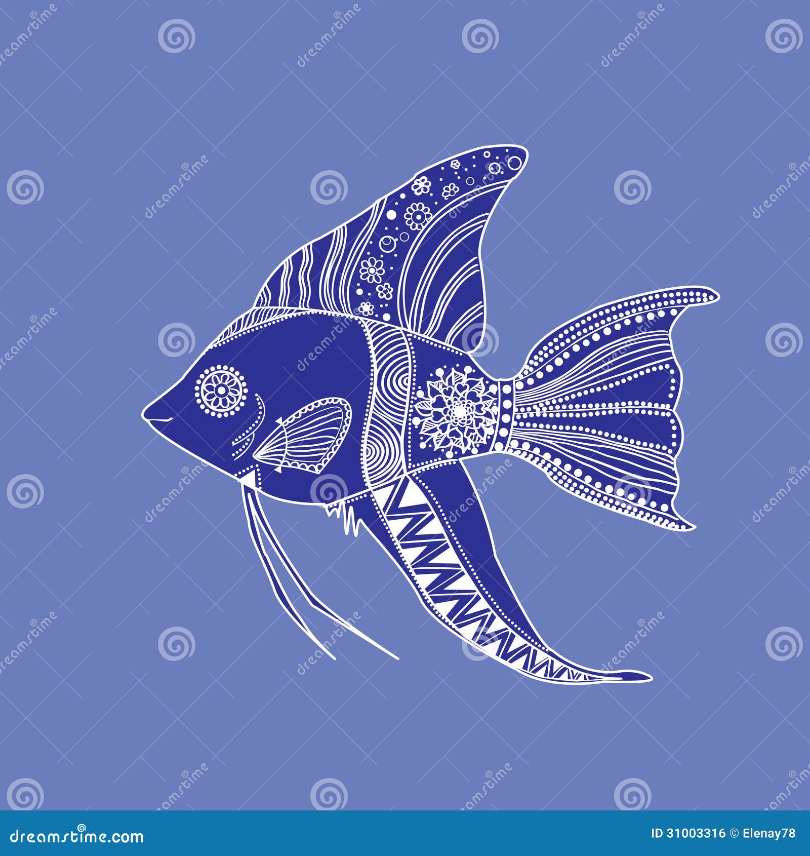 Blue Fish stock vector. Illustration of design, painting - 31003316