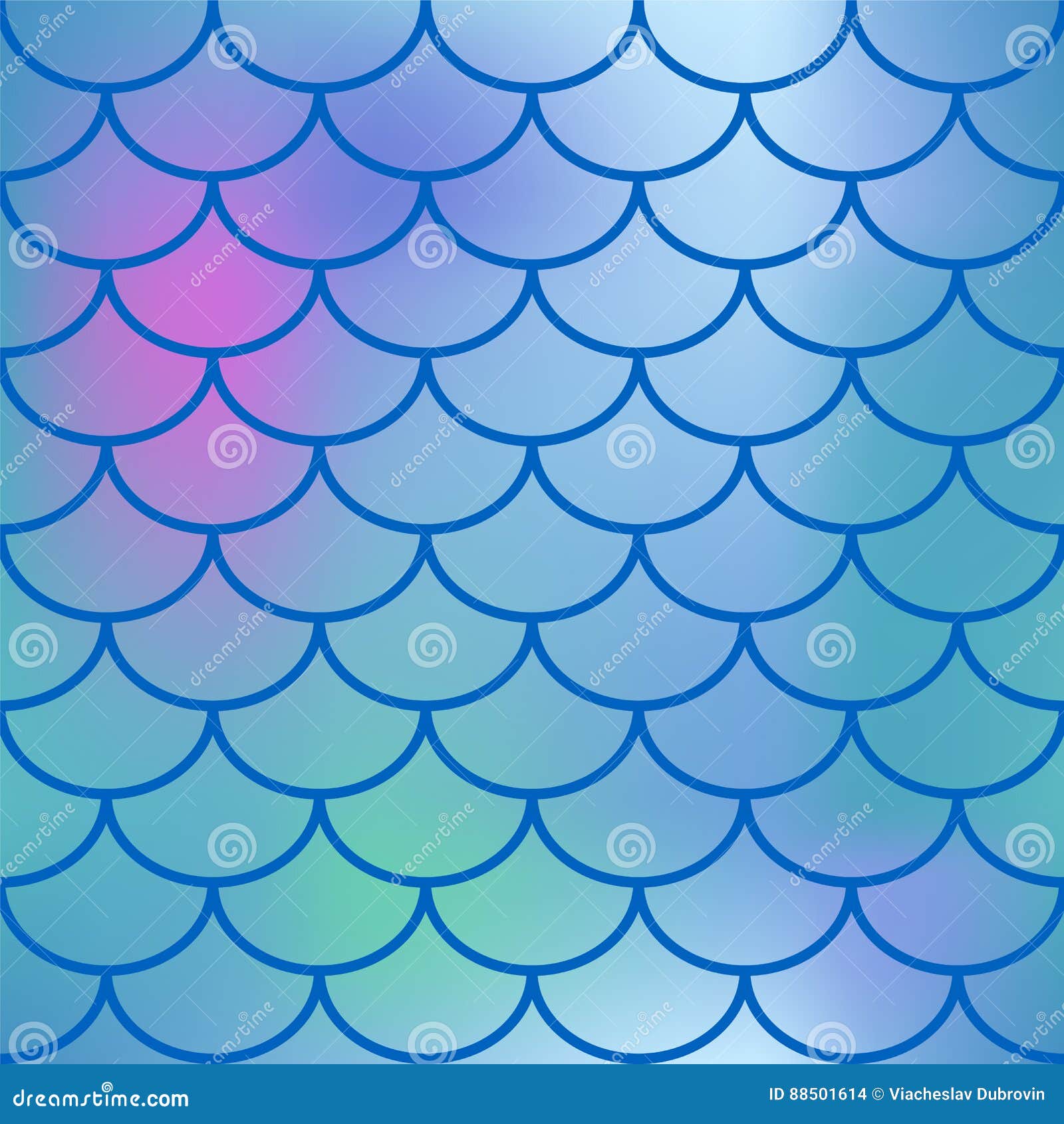 Blue Fish Scale Seamless Pattern. Gradient Mesh Background With ...