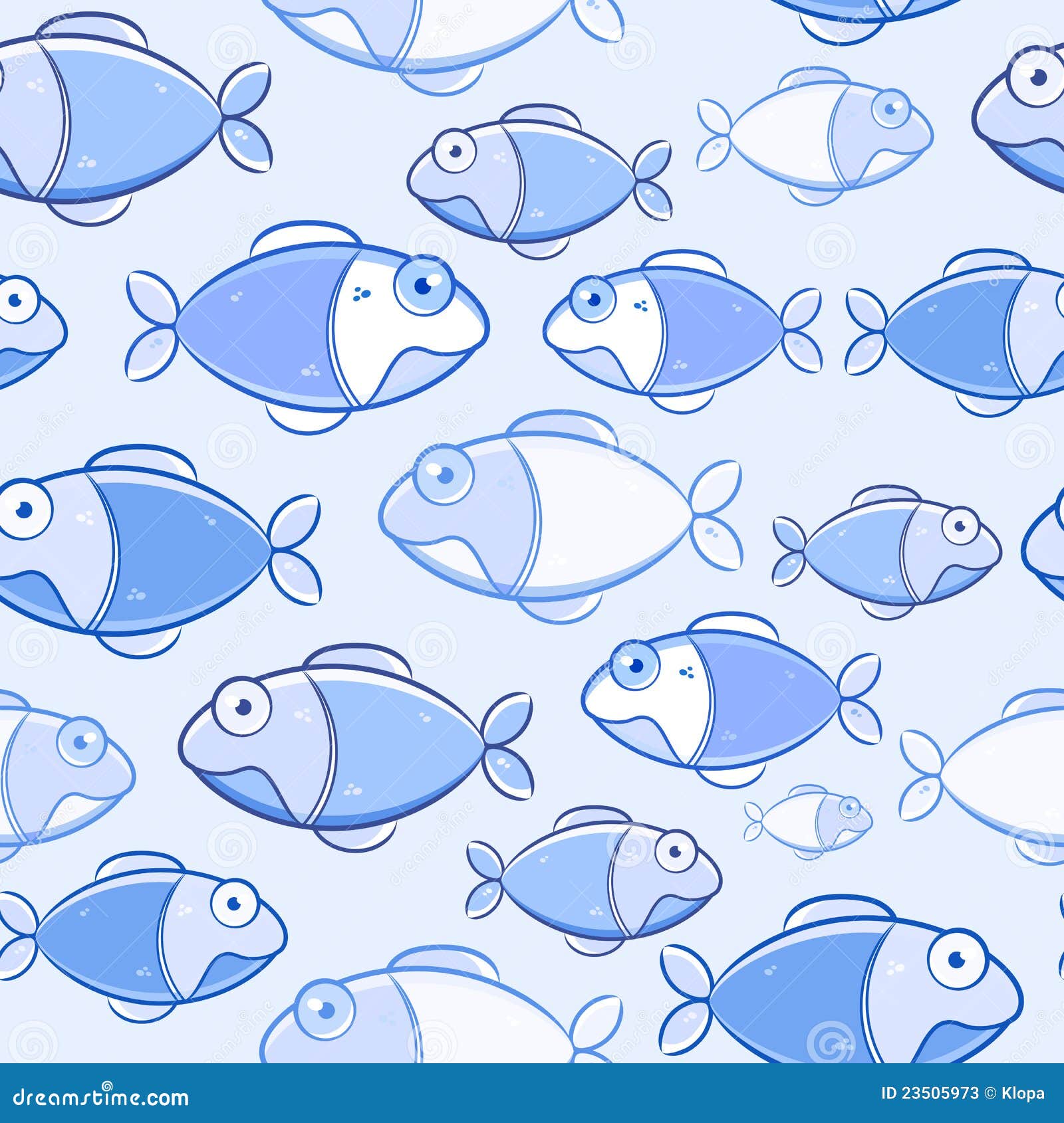 Blue Fish Seamless Pattern stock vector. Illustration of element - 23505973