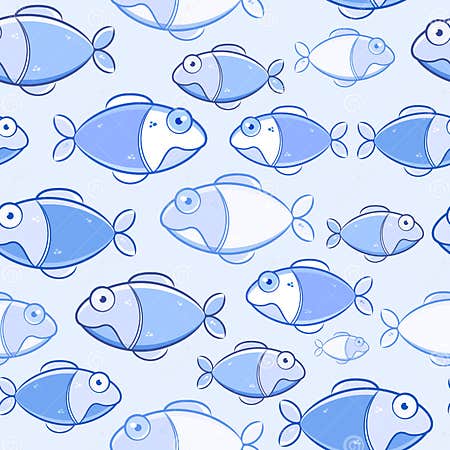 Blue Fish Seamless Pattern stock vector. Illustration of element - 23505973