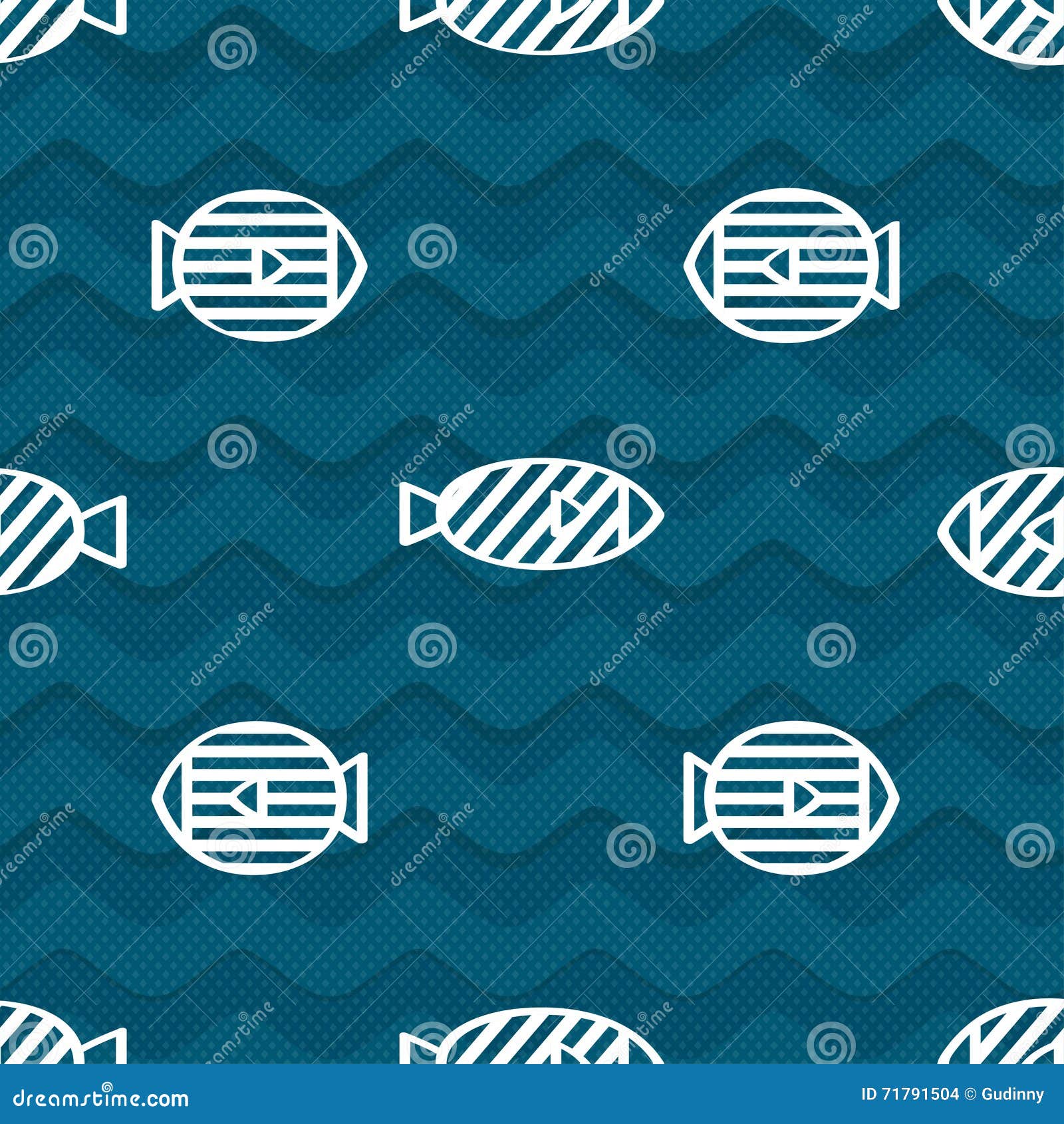 Blue fish seamless pattern stock vector. Illustration of ocean - 71791504