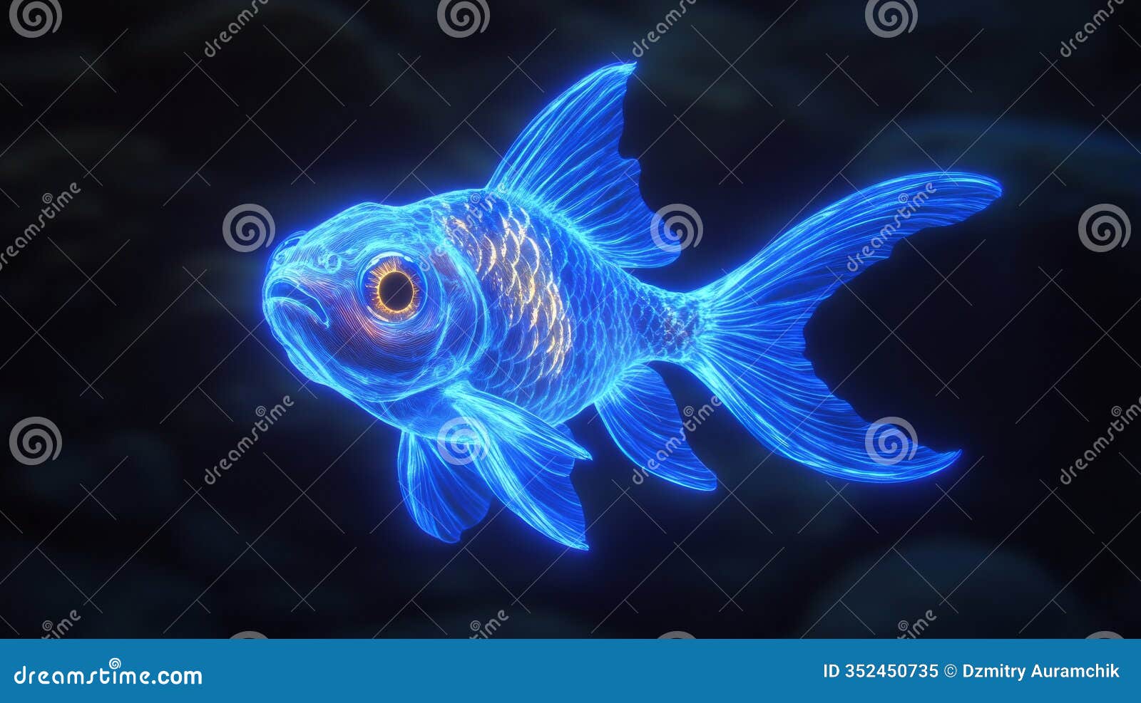 Blue Fish that Shine Brightly while Swimming in Dark Water Serve As a ...