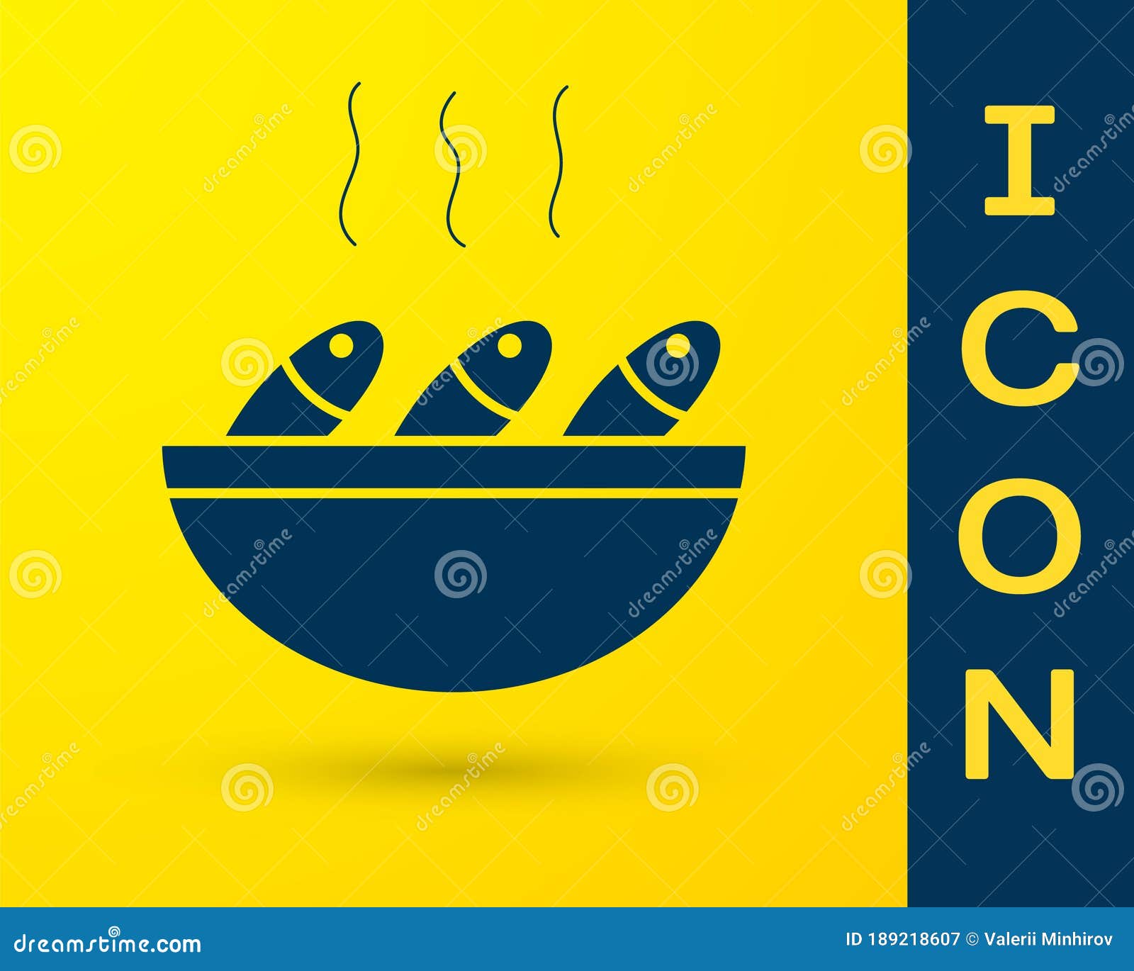 Blue Fish Soup Icon Isolated on Yellow Background. Vector Stock Vector ...