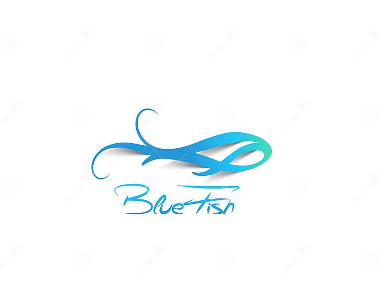 Blue Fish Symbol stock vector. Illustration of abstract - 53385217