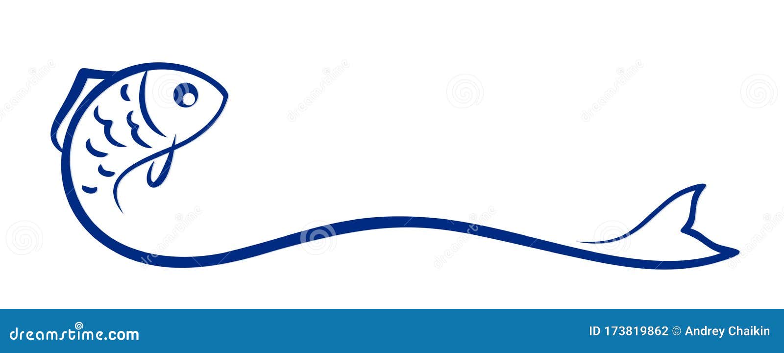 Blue Fish with wave. stock vector. Illustration of waven - 173819862