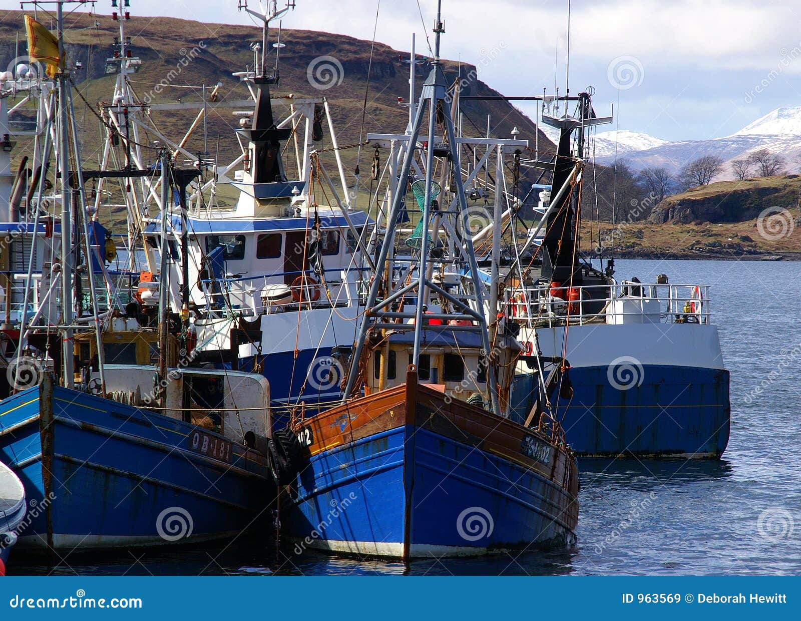 Blue Fishing Boats stock image. Image of boats, scotland - 963569