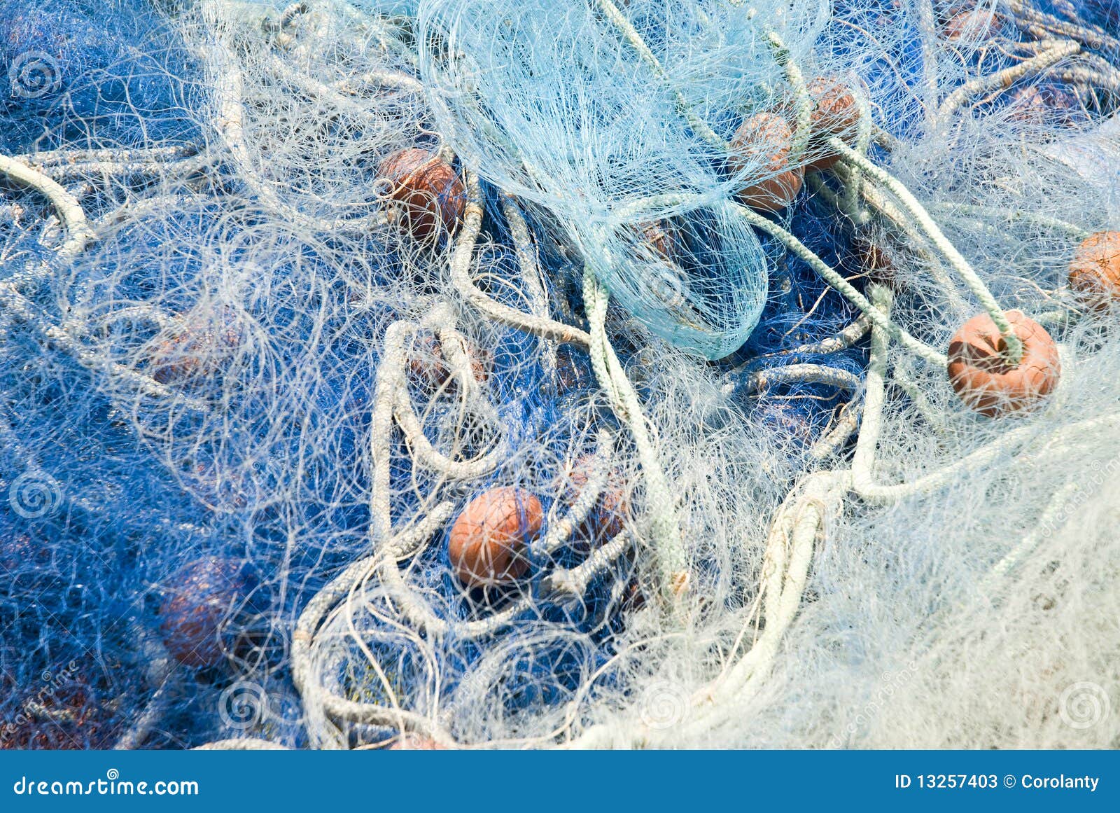 Blue fishing nets stock image. Image of rope, cyprus - 13257403