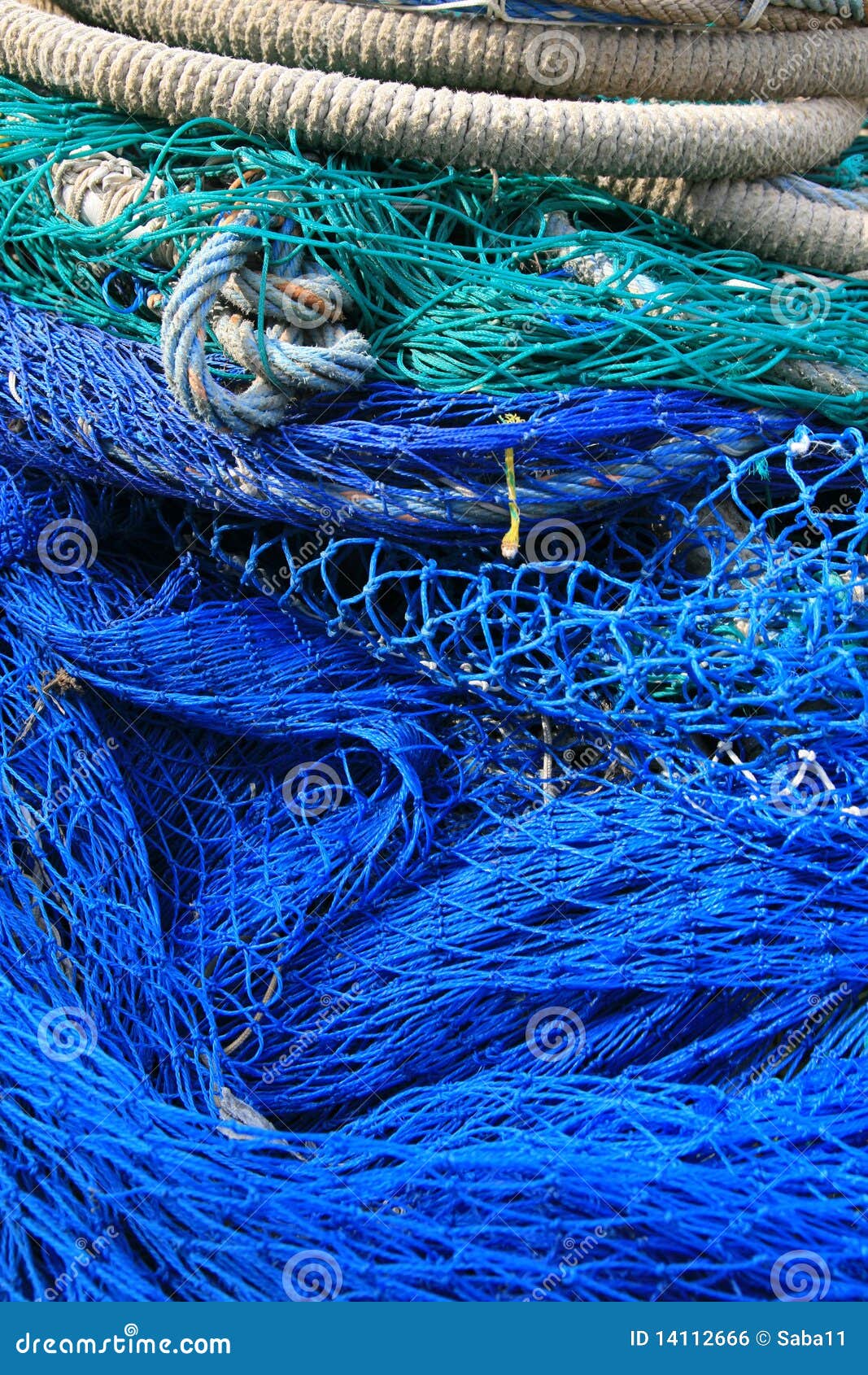 Blue Fishing Tools, Fish Net Background Stock Photo - Image of abstract ...