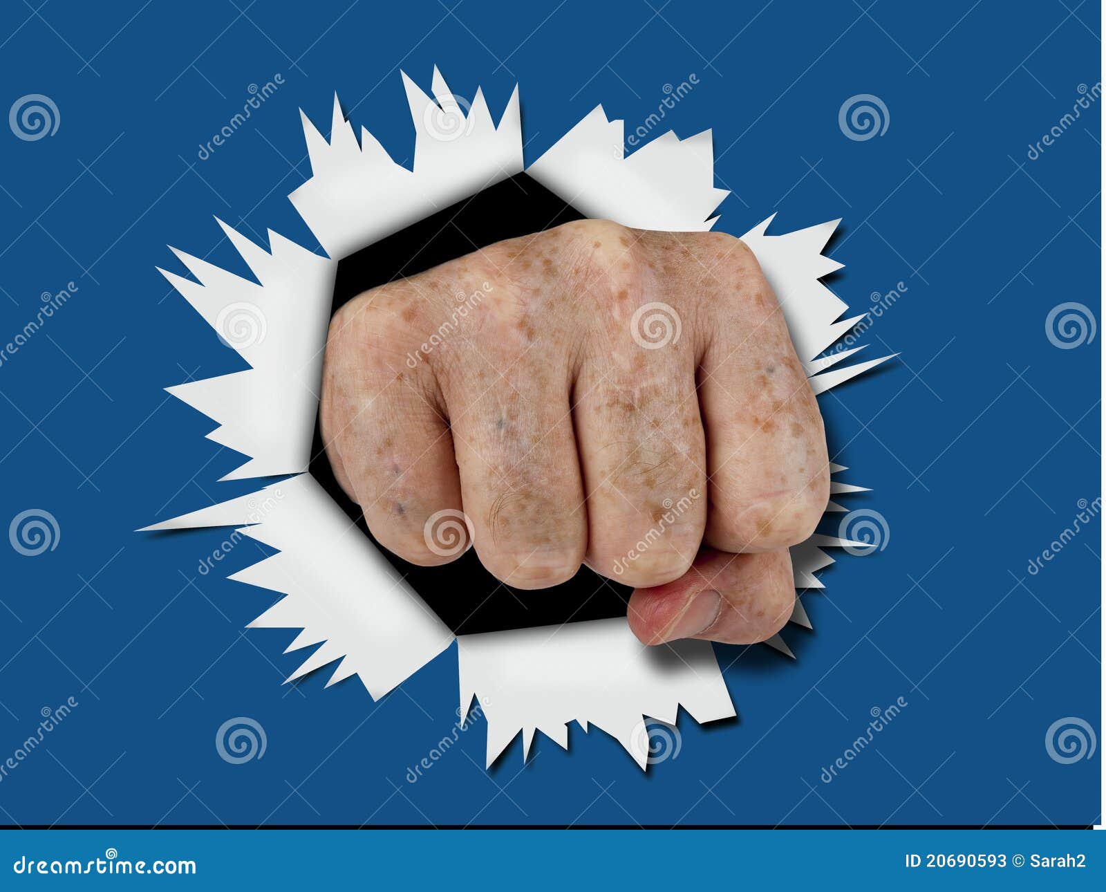 Blue Fist Punch through Splash Effect Stock Image - Image of break ...