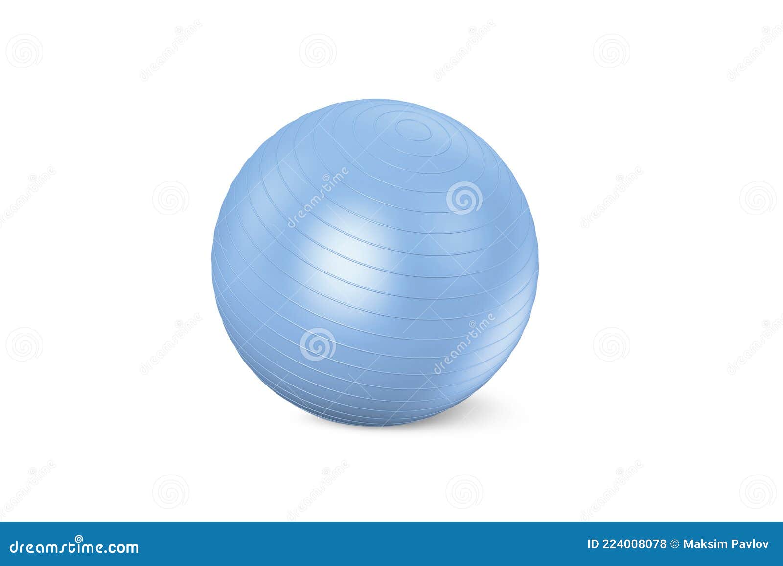 Blue Fitness Ball Isolated On White Background Pilates Training Ball