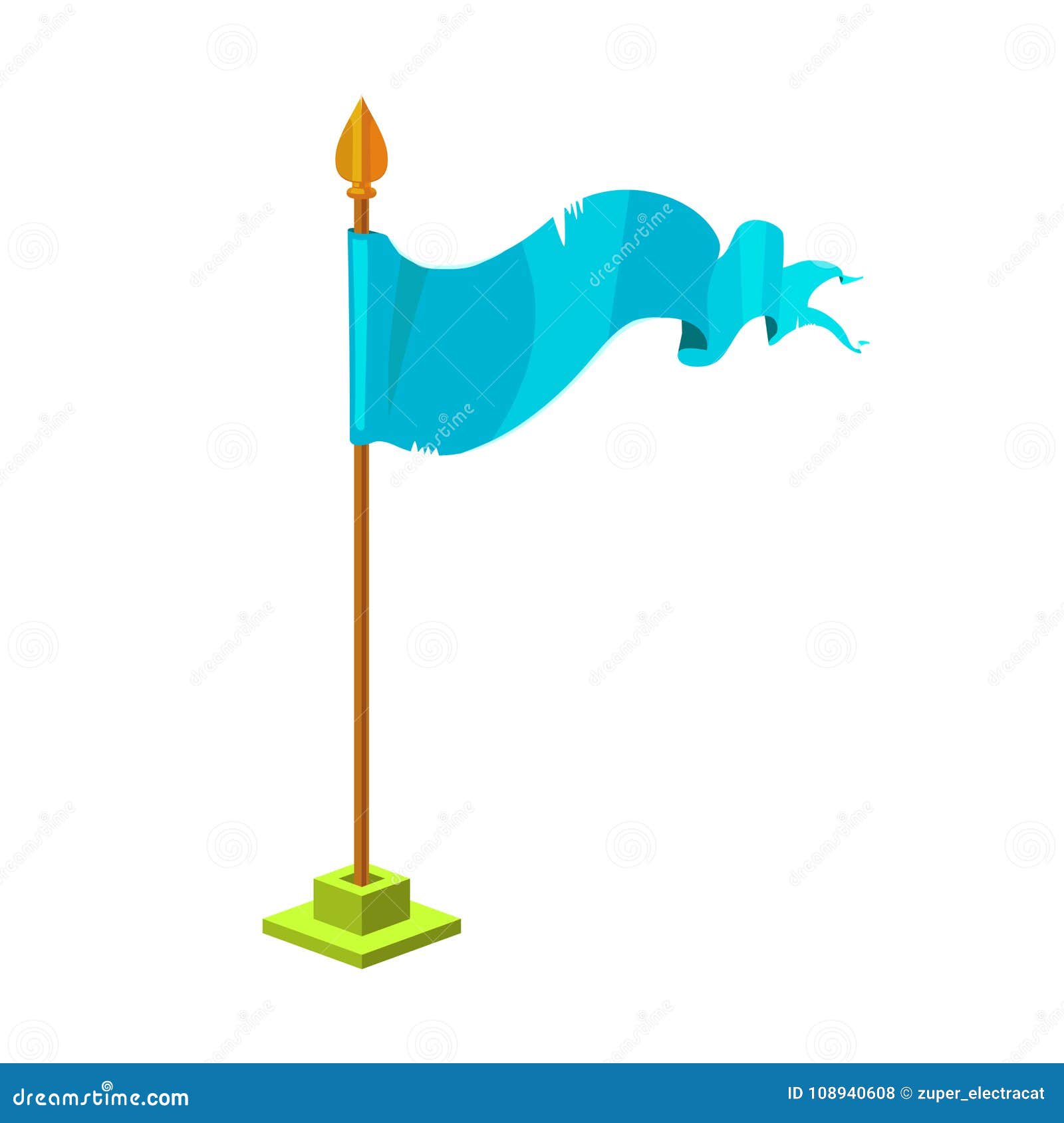 Blue Flag - Game Element. Vector Cartoon Icon on White Background Stock ...