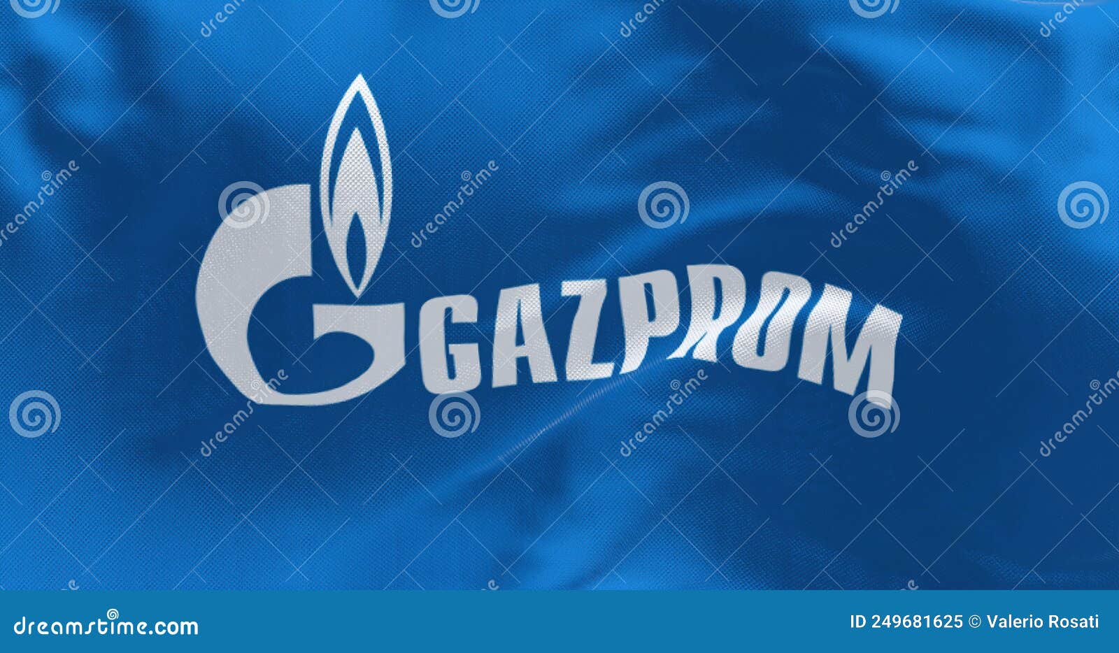 Blue Flag With The Gazprom Logo Waving In The Wind Editorial Image Image Of Icon Corporation