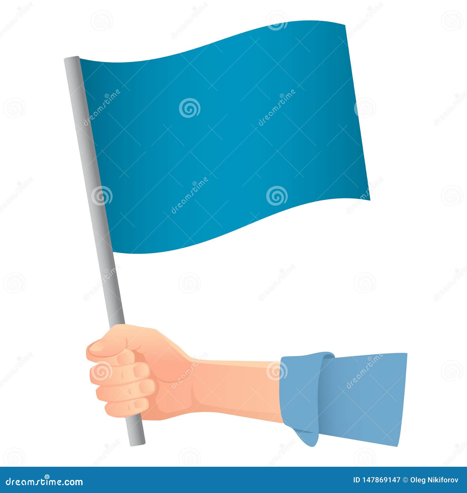 Blue flag in hand stock illustration. Illustration of sign - 147869147
