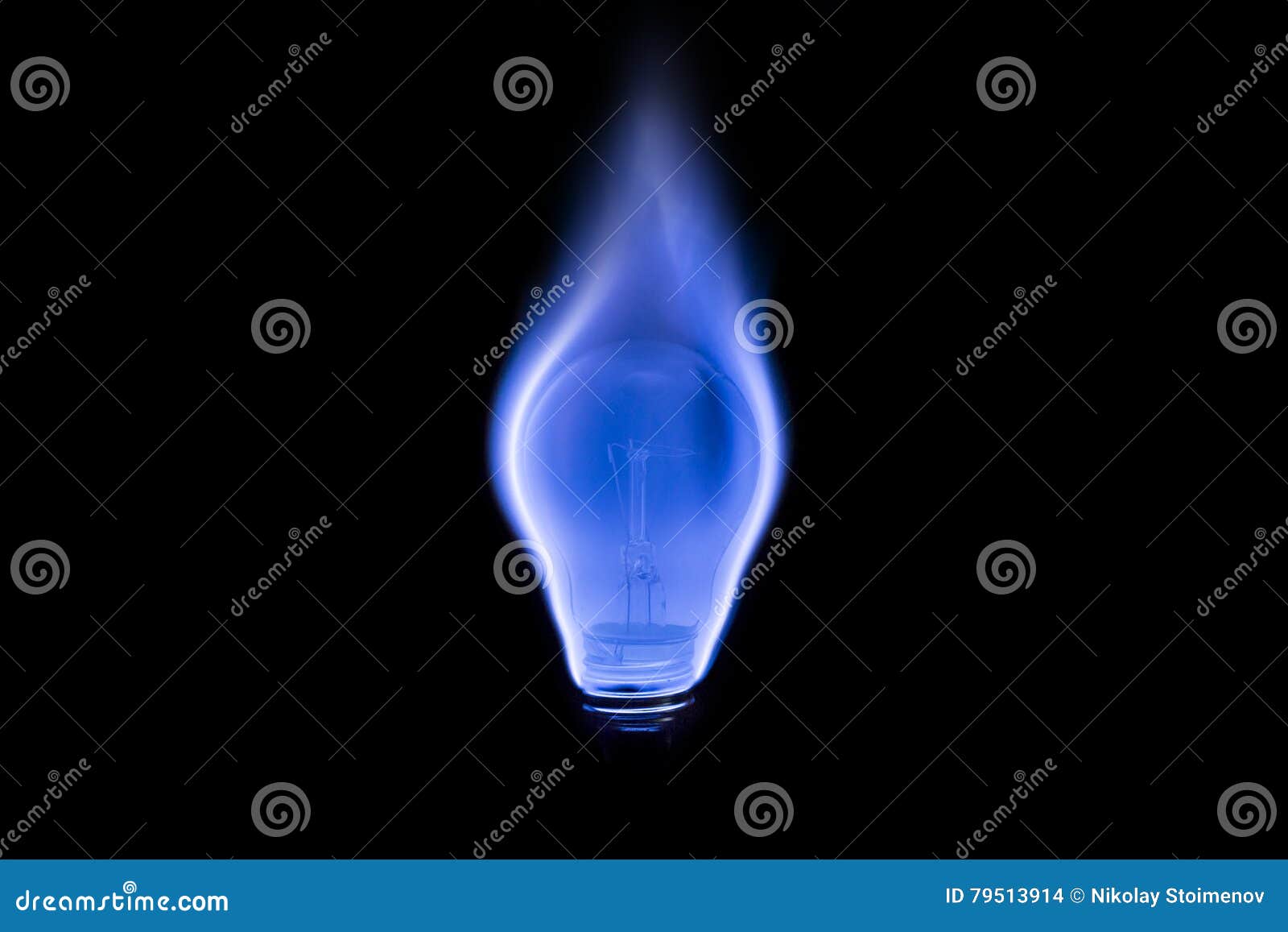 Blue flame bulb stock photo. Image of bulb, blackout - 79513914