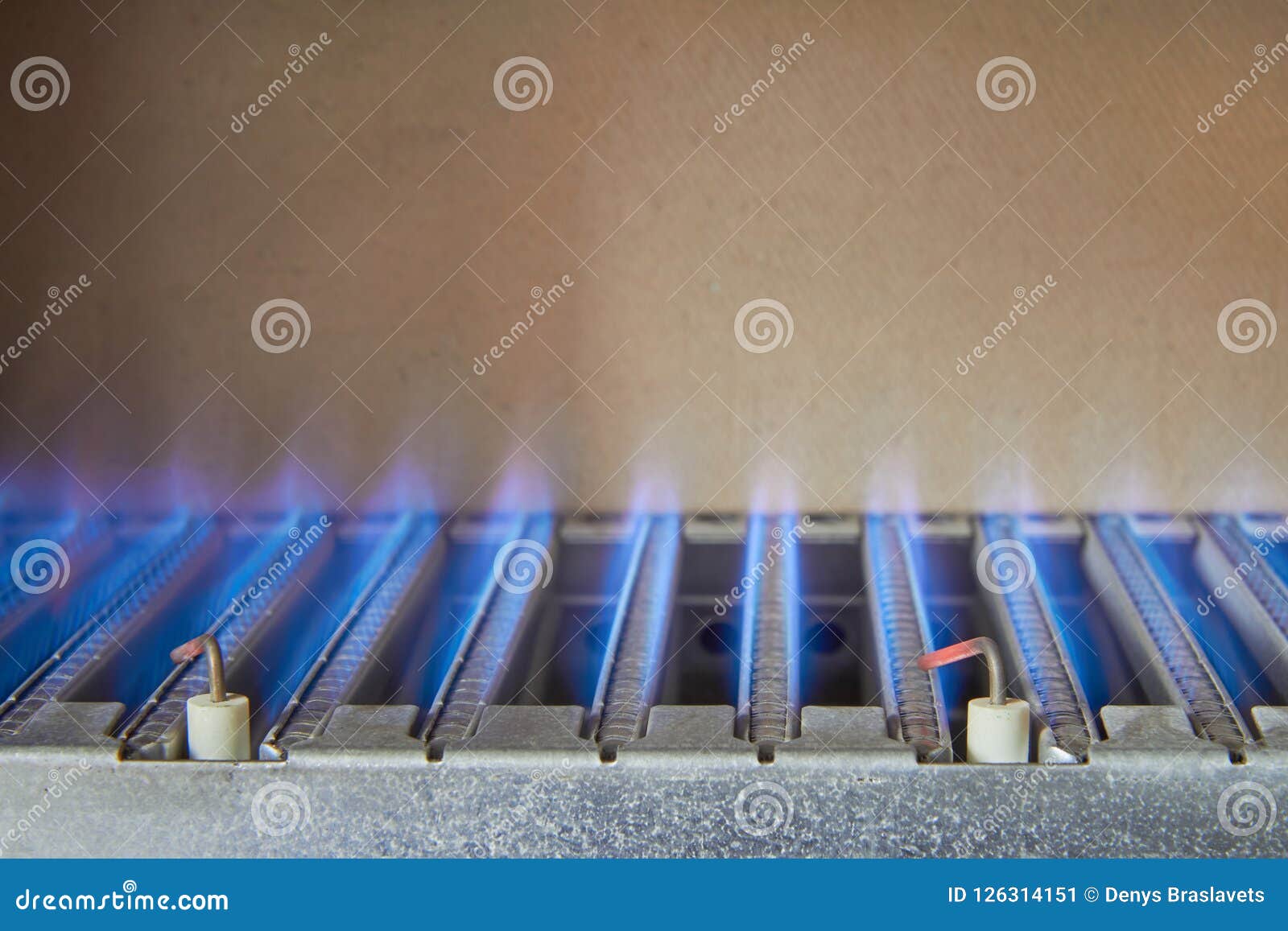 The Blue Flame from the Burning of Methane, the Burner of a Gas Boiler ...