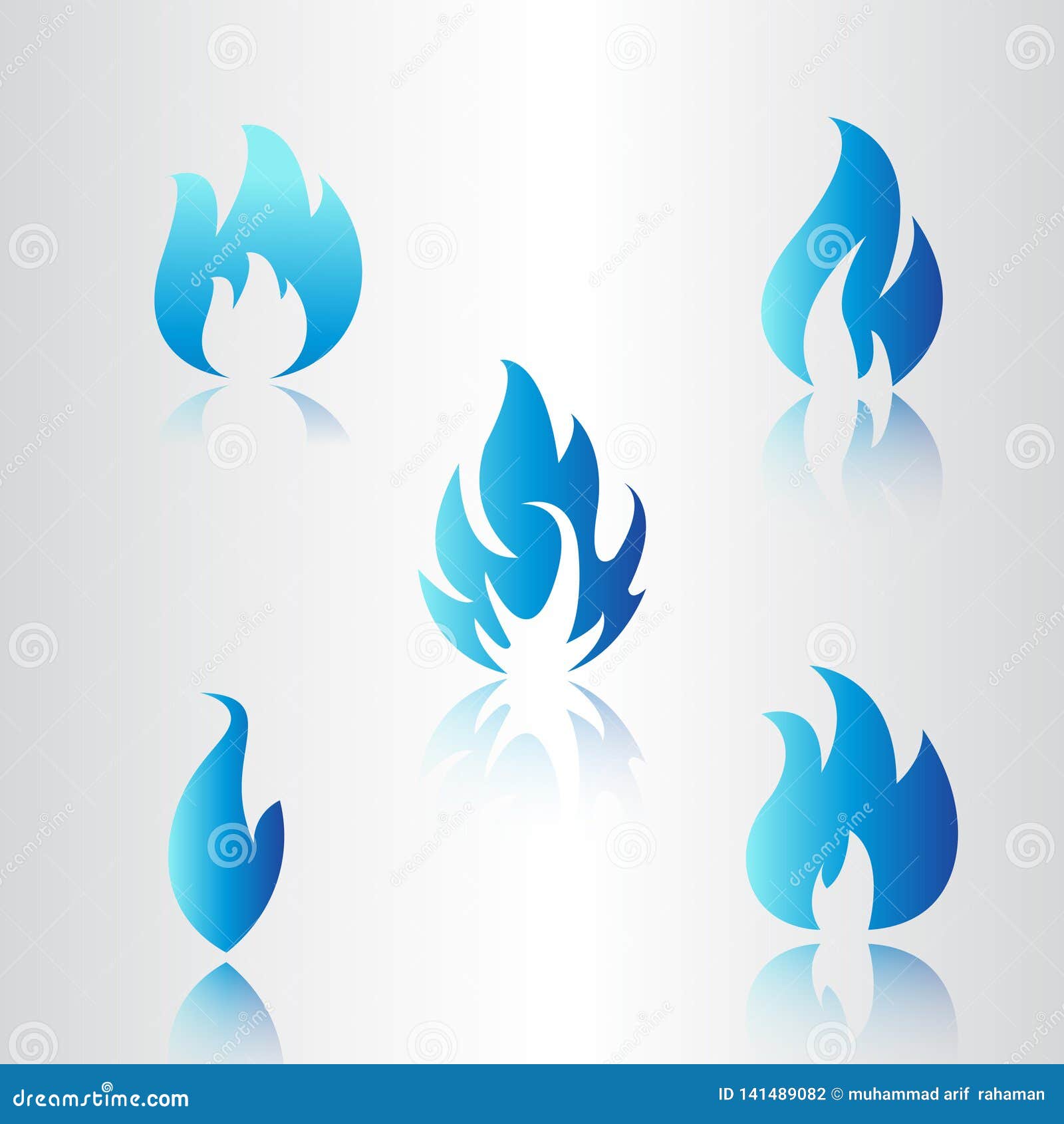 Blue Flame Collection Vector Illustration Stock Vector - Illustration ...
