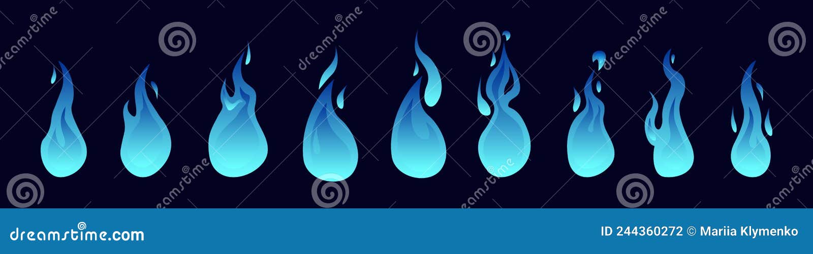 Blue Flame. Fire Animation Sprites Stock Vector - Illustration of fiery ...