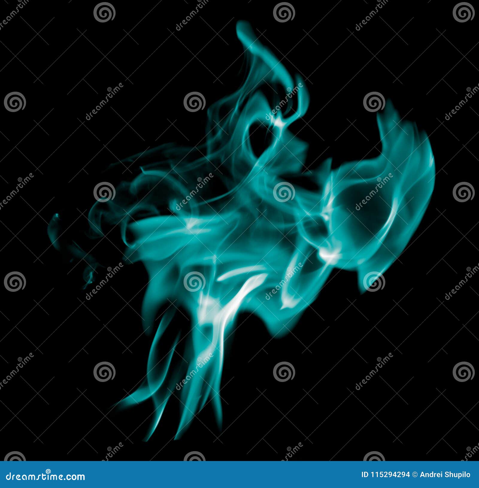 Blue Flame of Fire on a Black Background Stock Photo - Image of power ...