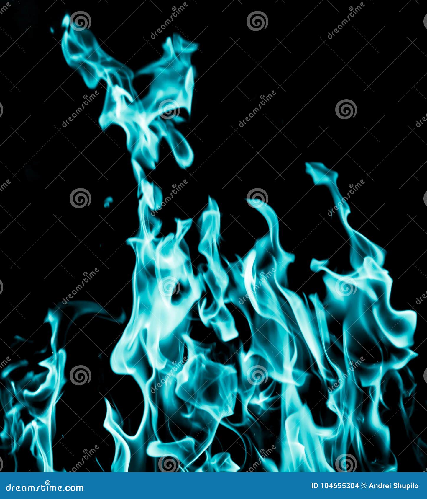 Blue Flame Fire on Black Background Stock Photo - Image of pattern ...