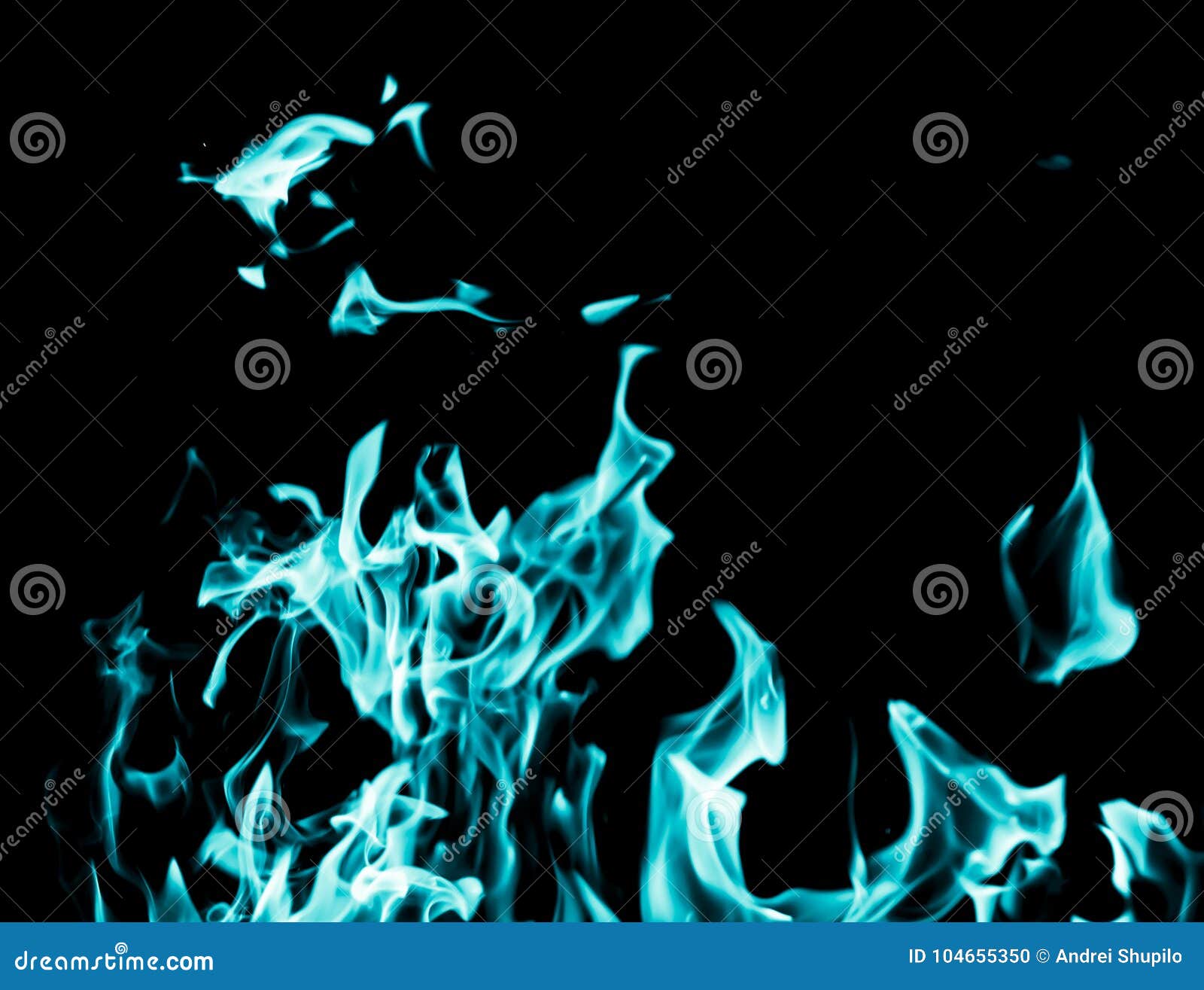 Blue Flame Fire on Black Background Stock Photo - Image of passion ...