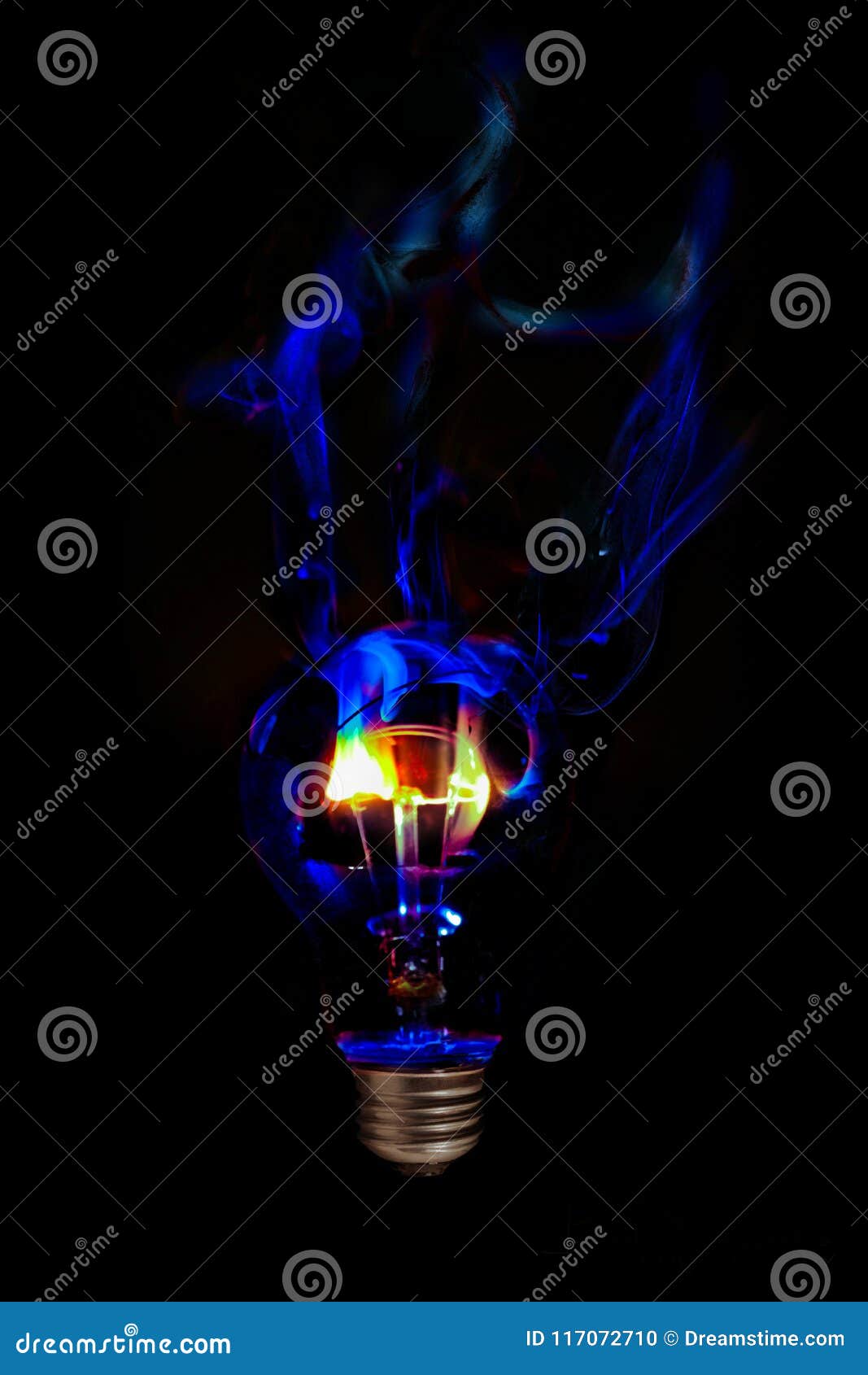 Blue Flame light bulb stock photo. Image of lightbulb - 117072710