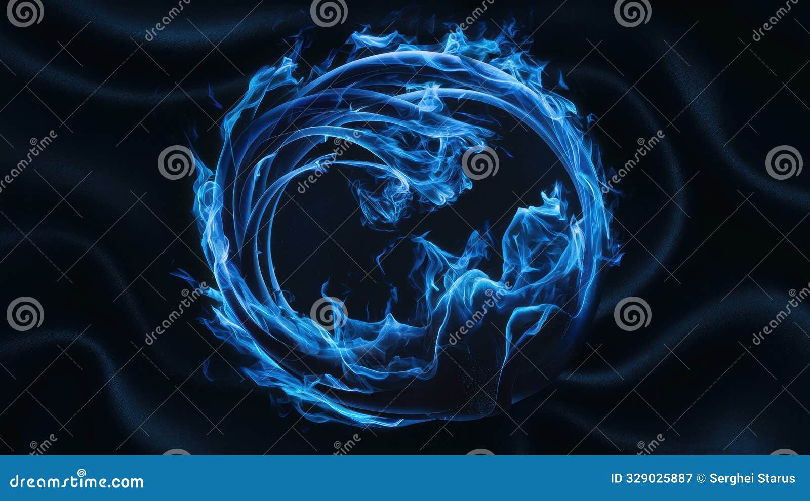 A Blue Flame is in the Shape of a Circle on Black Fabric, AI Stock ...