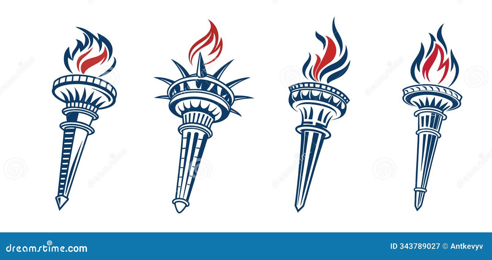 Blue Flame Torches Set, Power Unity Pride Strength Stock Vector ...