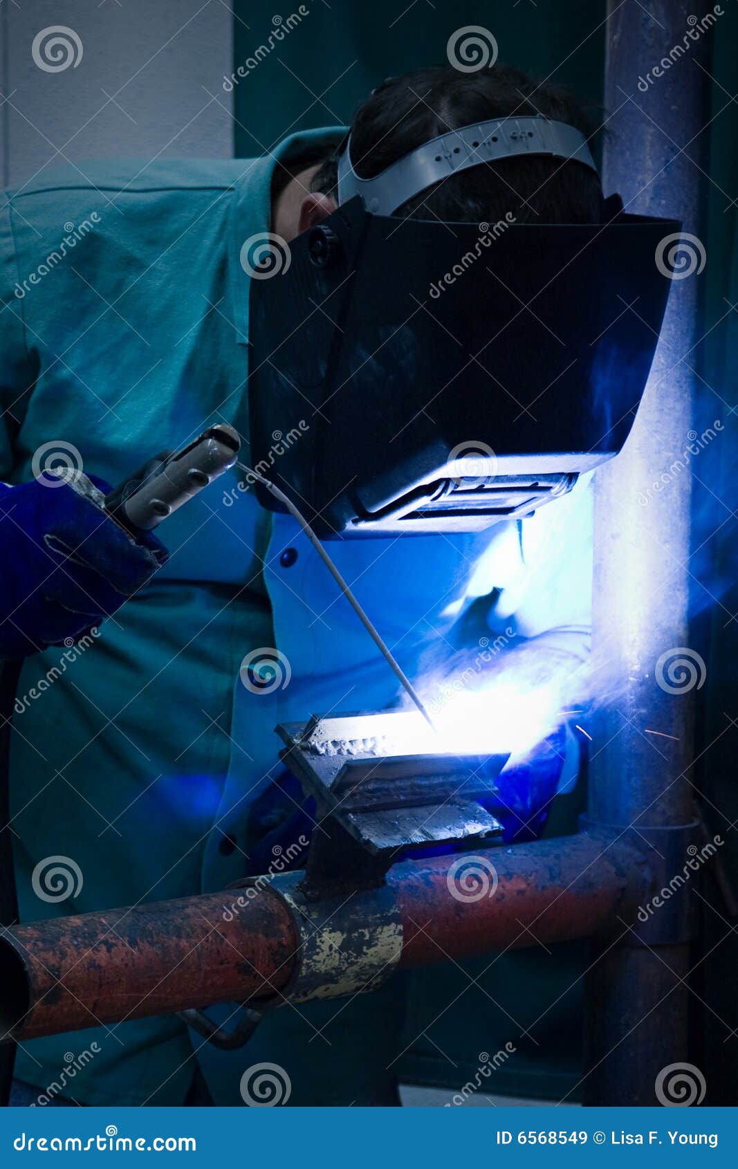 Blue Flame Welder stock image. Image of protection, hood - 6568549